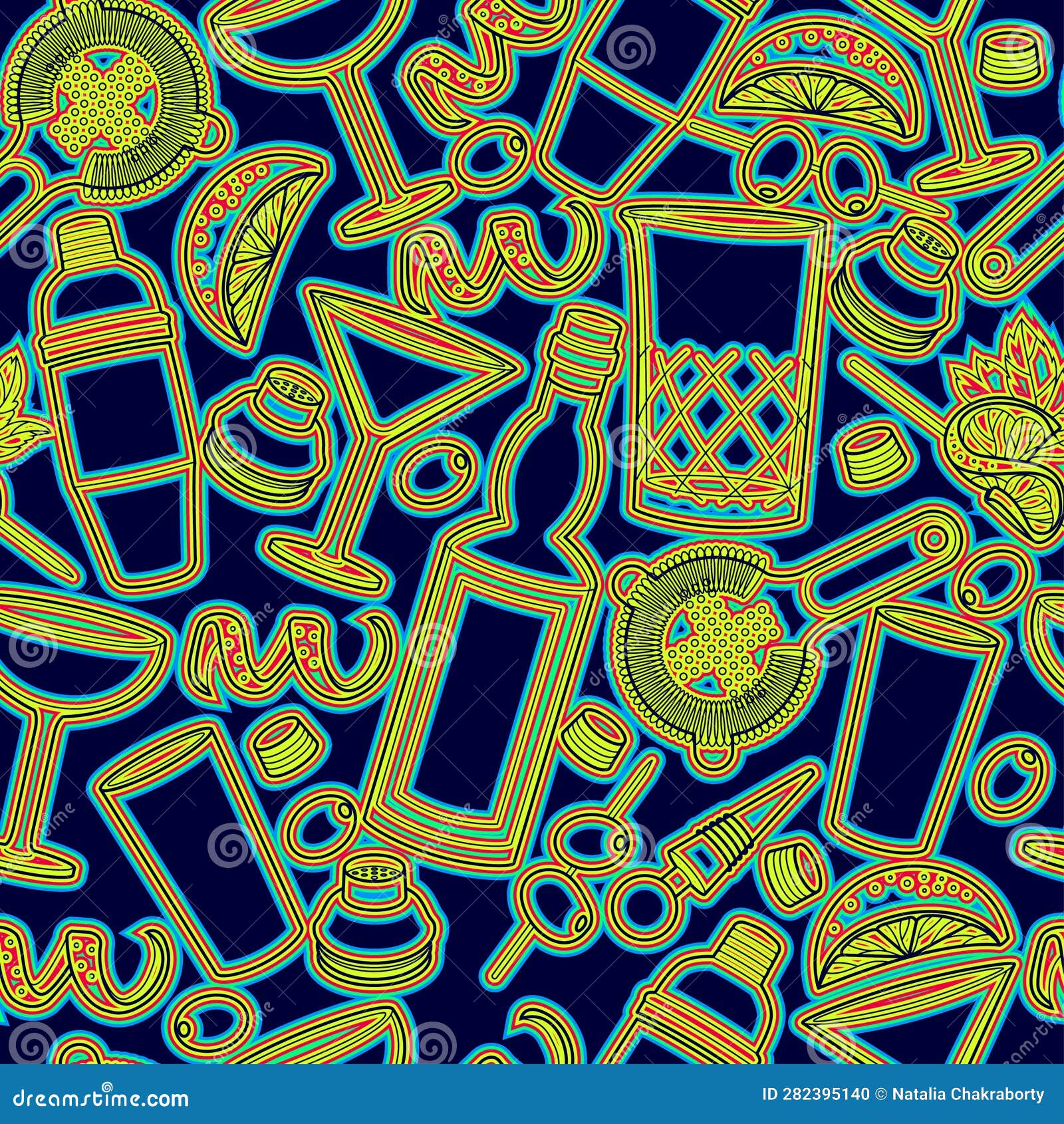 Vector Bartender Equipment Seamless Pattern. Stock Vector ...