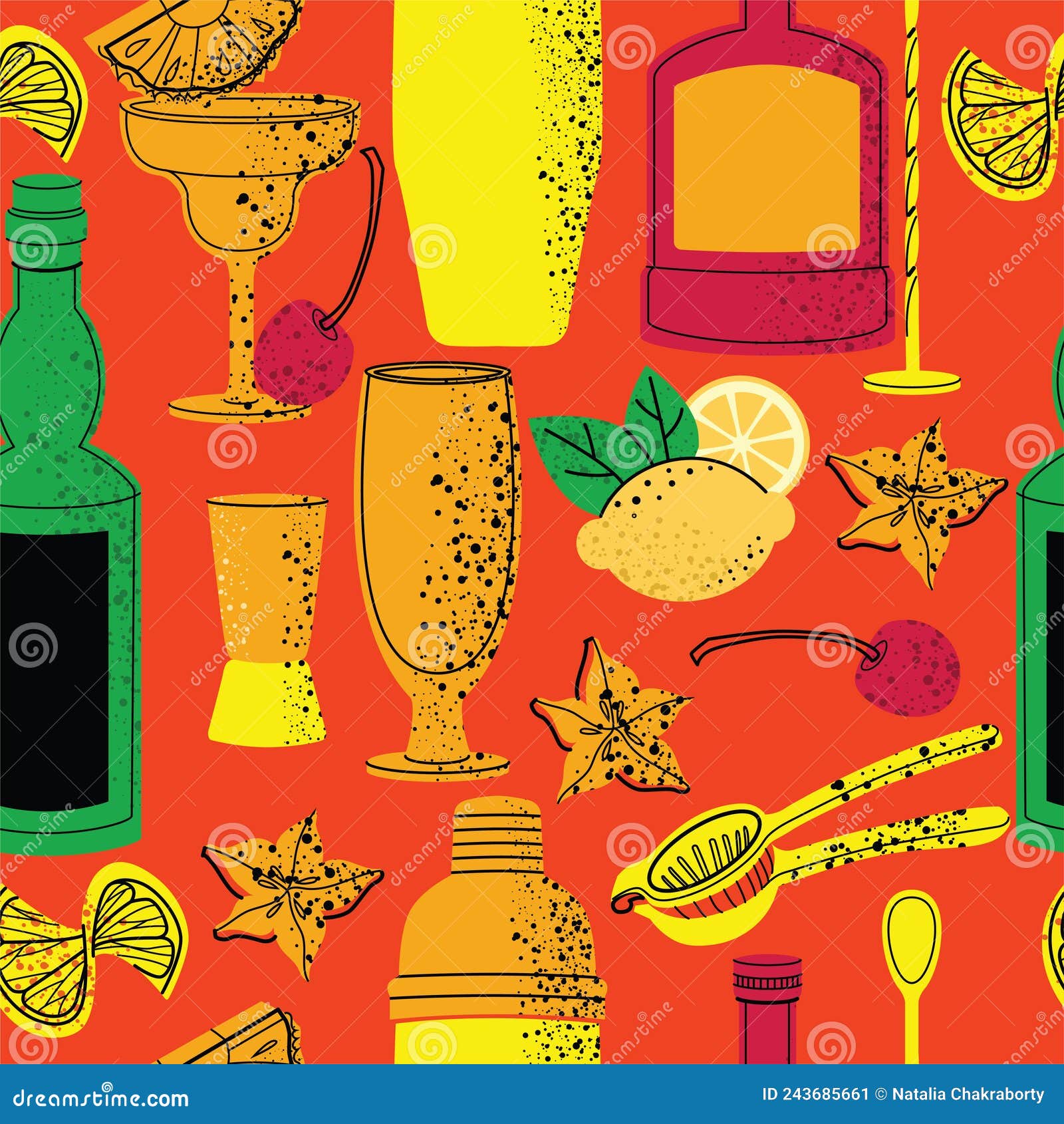 Vector Bartender Equipment Seamless Pattern. Stock Vector ...
