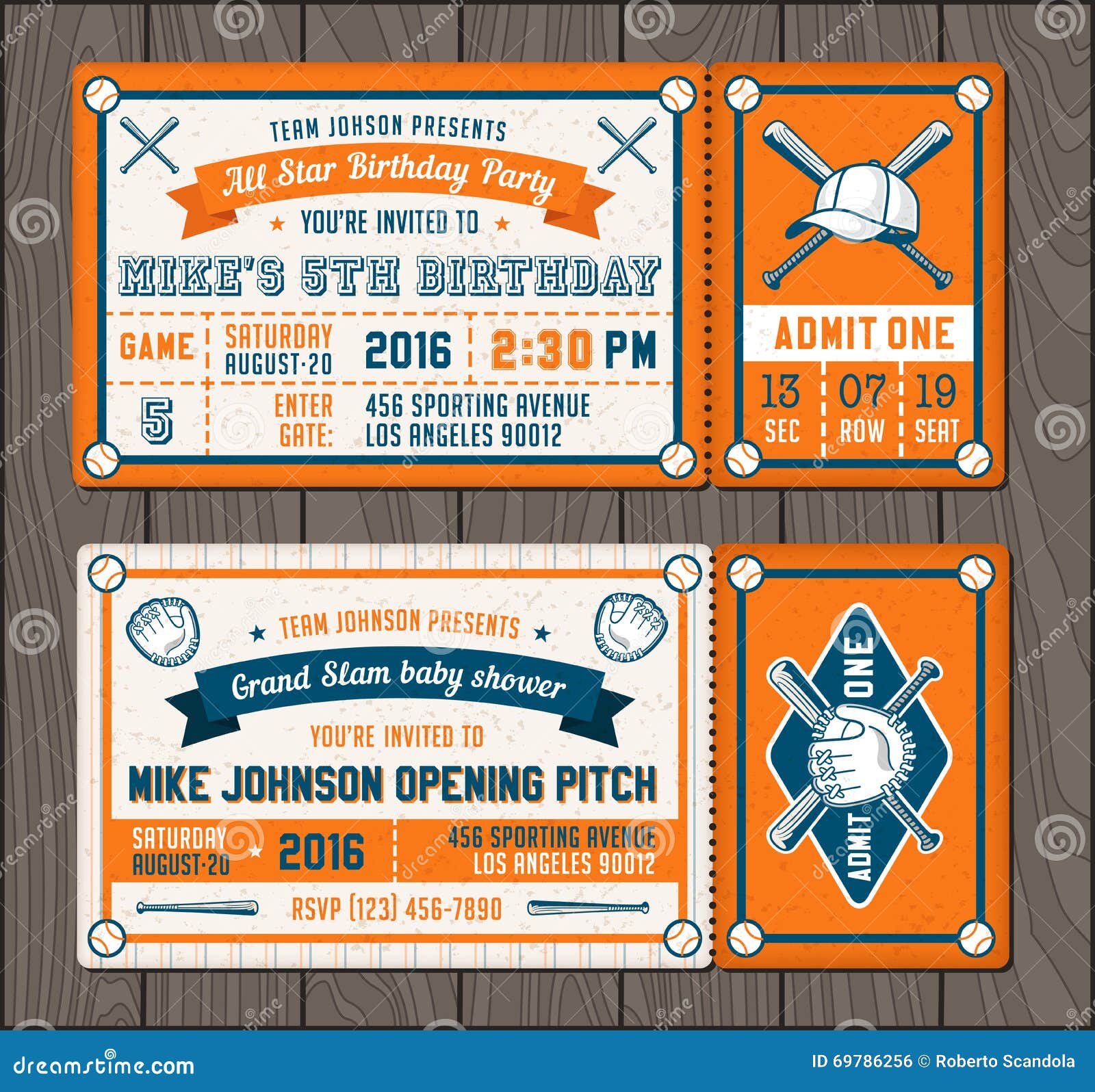 Vector Baseball Event Invites Set 2 Stock Vector - Illustration of club ...