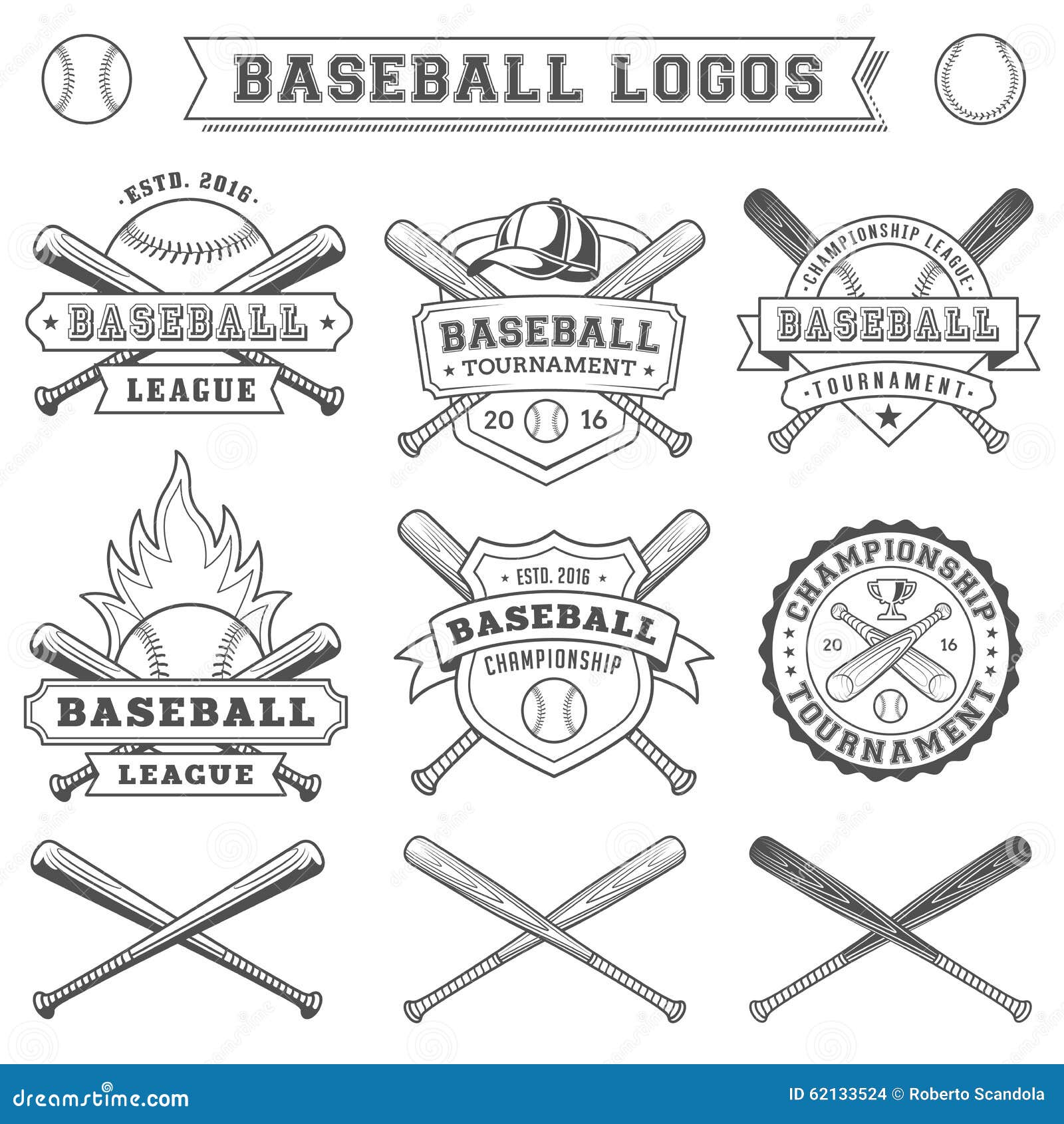 Vector Baseball Logo and Insignia Stock Vector - Illustration of ...