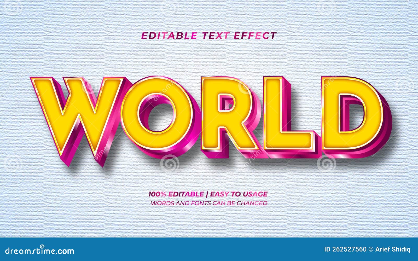 World Text Effect with Artistic 3d Style Editable Stock Vector ...