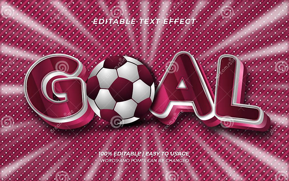 Editable 3d Styled Goal Text Effect with Soccer Concept Stock Vector ...