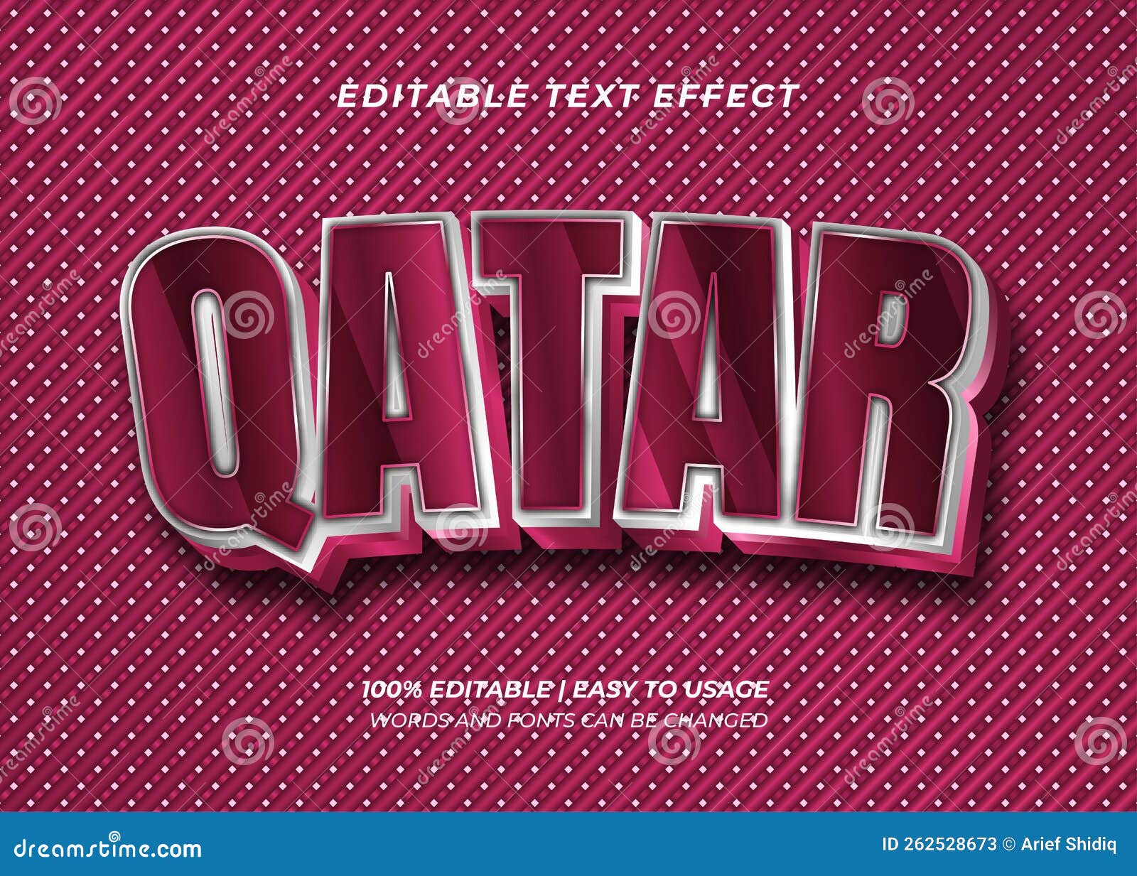Qatar Text Effect with Artistic 3d Style Editable Stock Vector ...