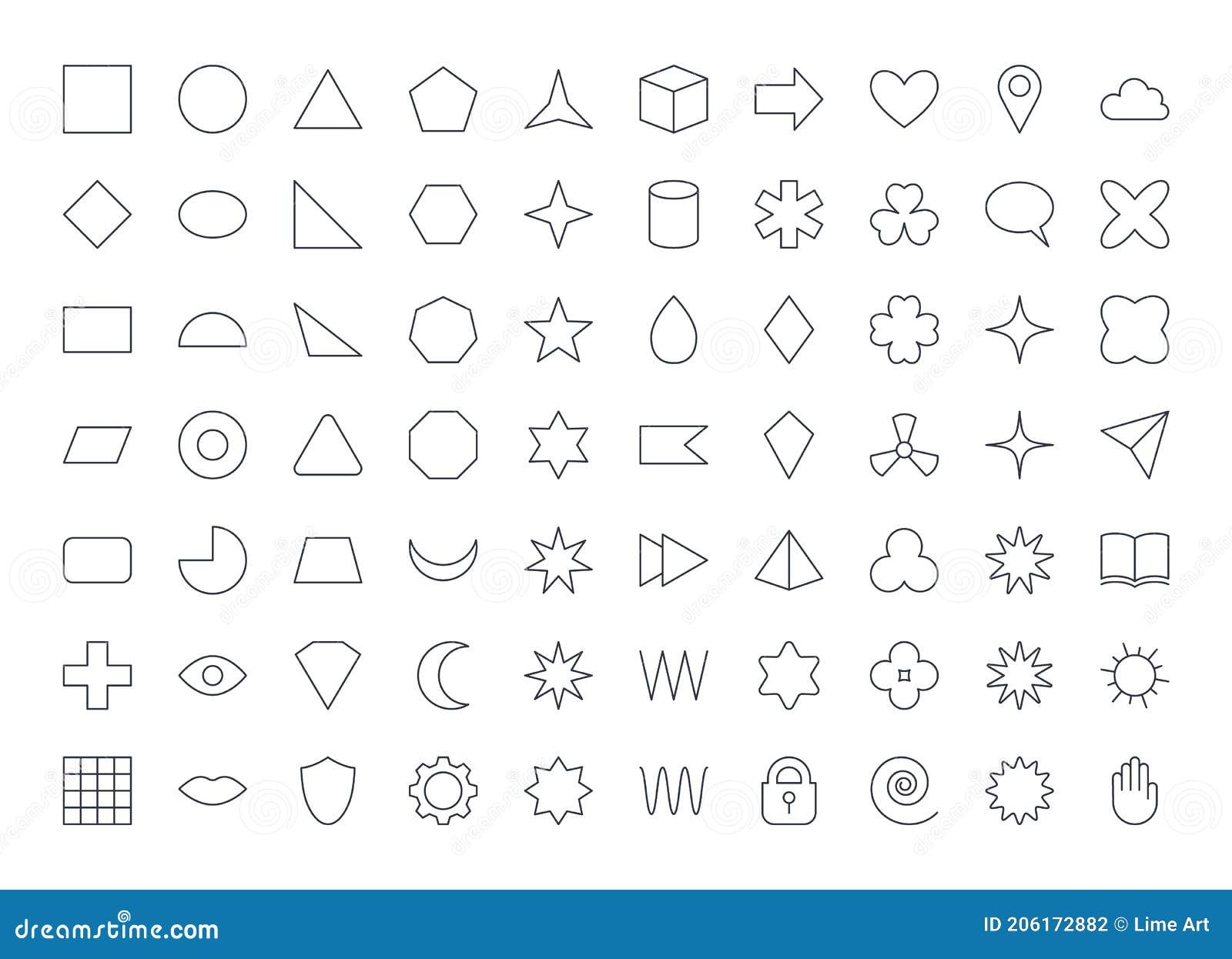 Vector Basic Shapes Icons. Editable Stroke Stock Vector - Illustration ...