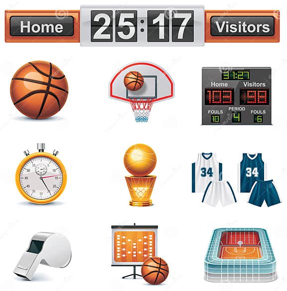 Vector basketball icon set stock vector. Illustration of game - 17588881