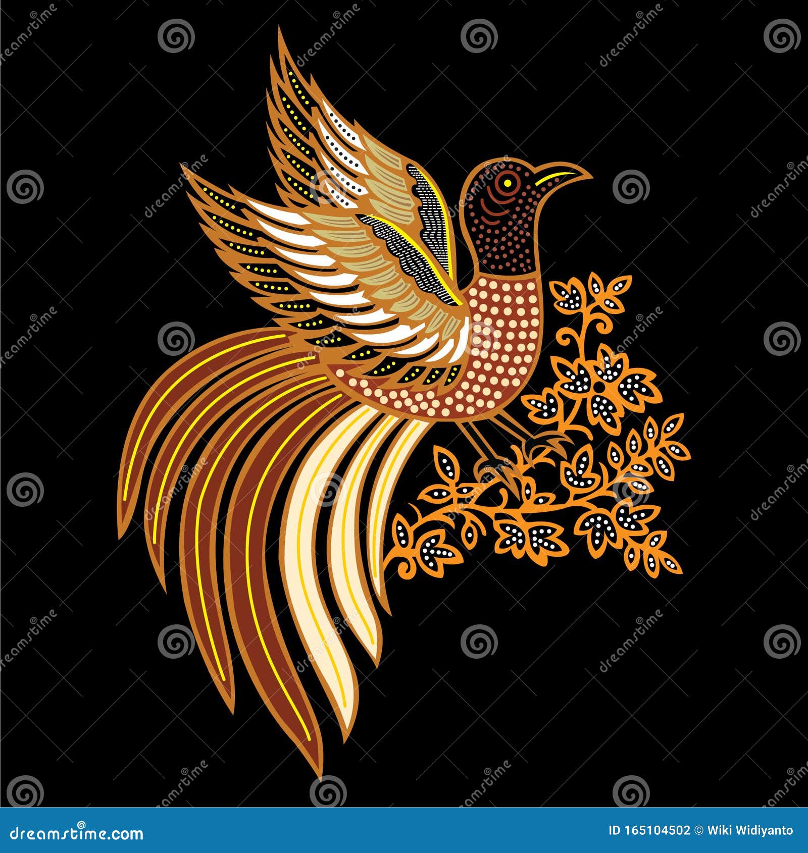 Vector Batik Bird from Indonesia Stock Vector - Illustration of pillow ...