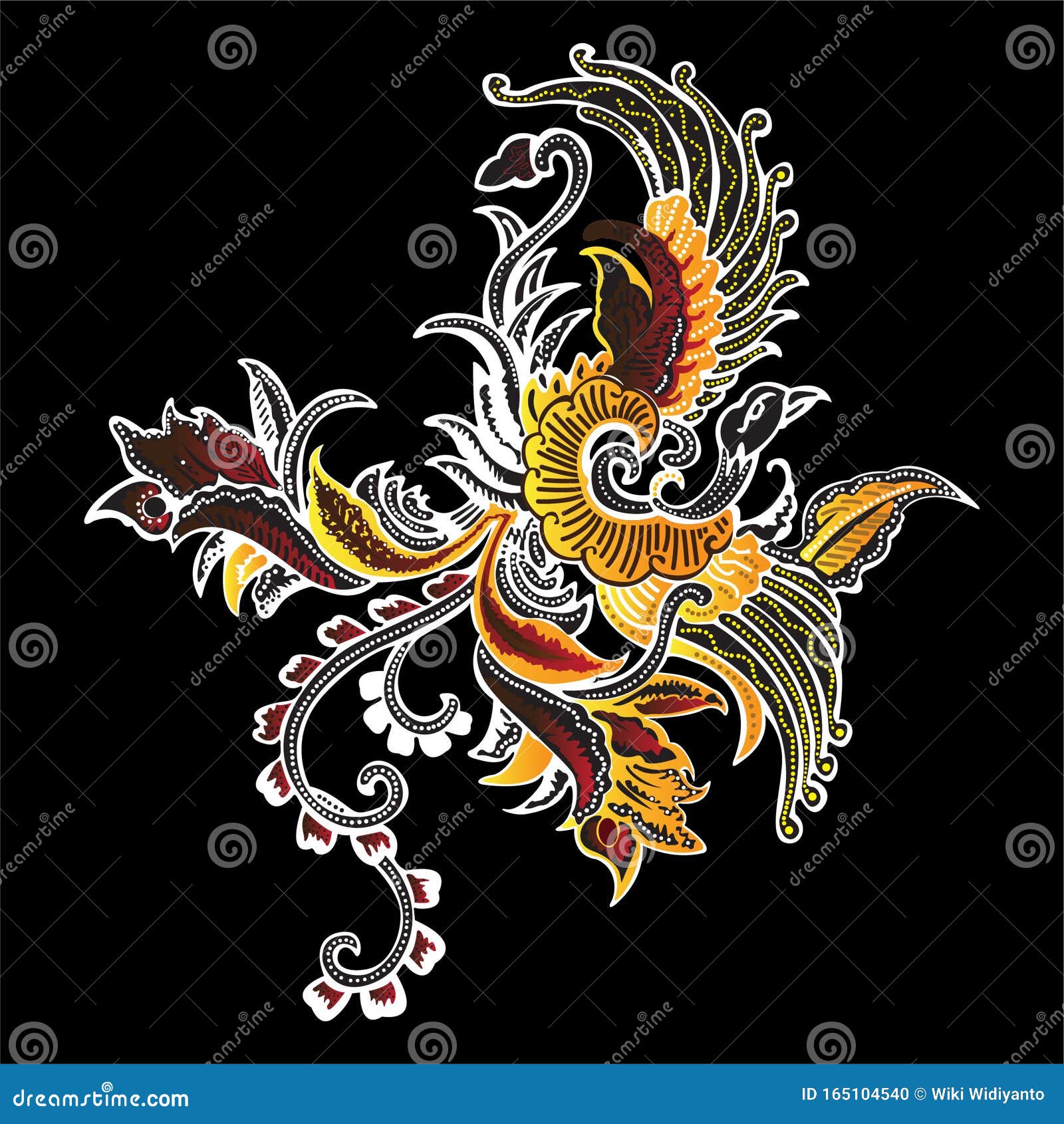 Vector Batik Bird from Indonesia Stock Vector - Illustration of bird ...