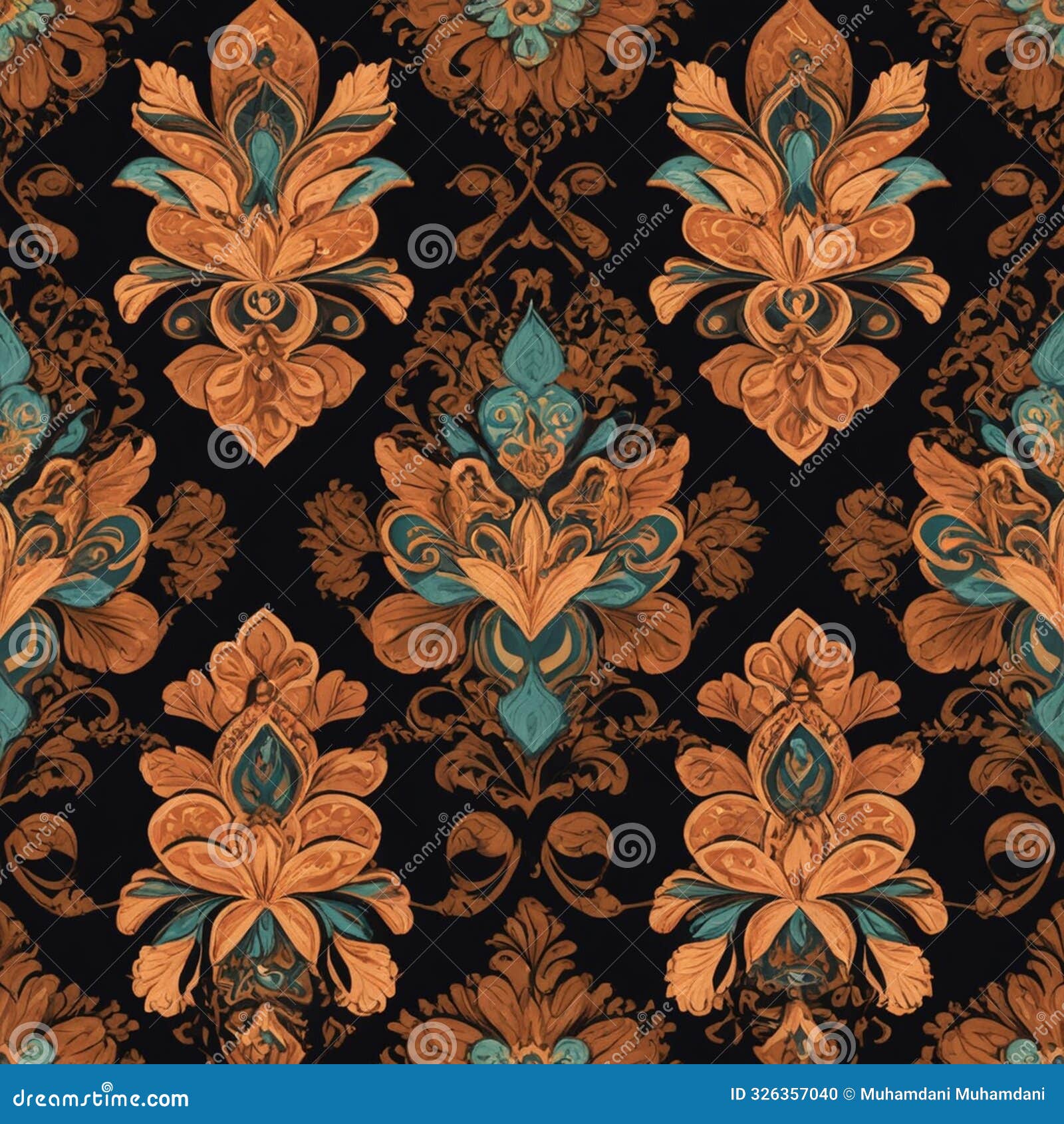 Vector Batik Jaya Kusuma Seamless Pattern Stock Illustration ...