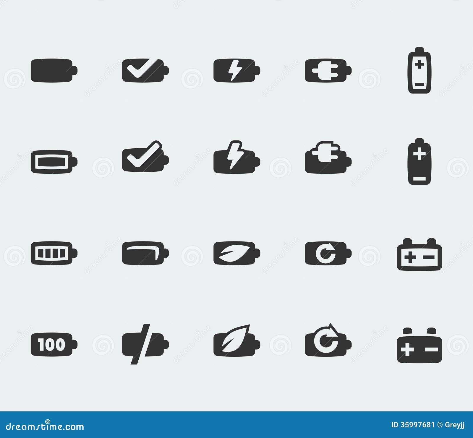 Vector battery icons set stock vector. Illustration of battery - 35997681