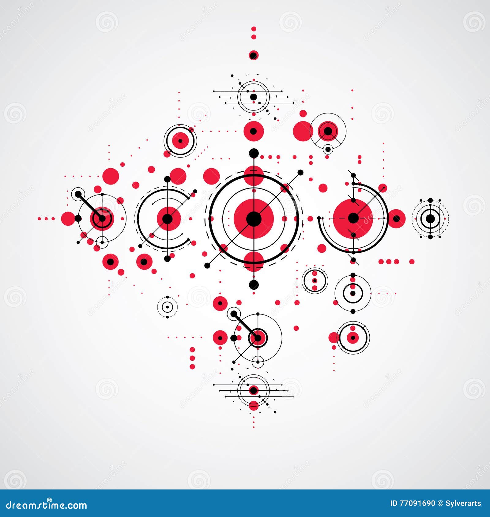 Vector Bauhaus Red Abstract Background Made with Grid and Overlapping ...