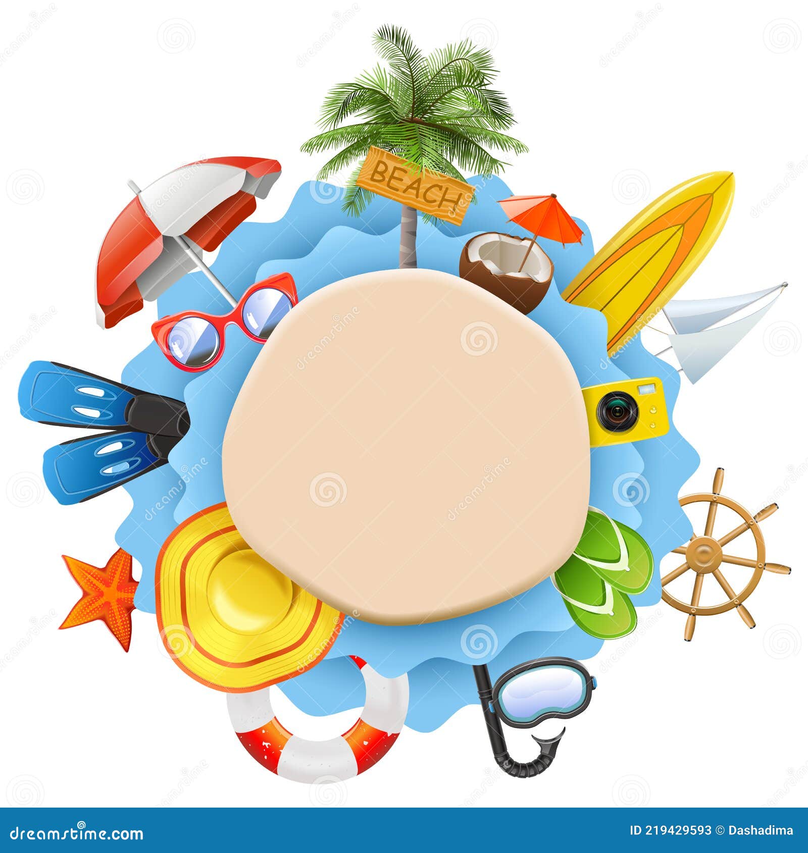 Beach Island Beachcombing Landscape Royalty-Free Cartoon ...