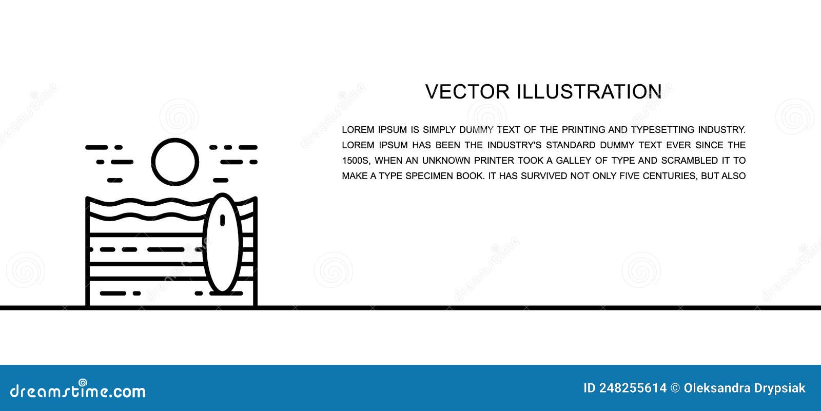 Vector Beach Landscape One Line Icon. Continuous One Line Illustration ...