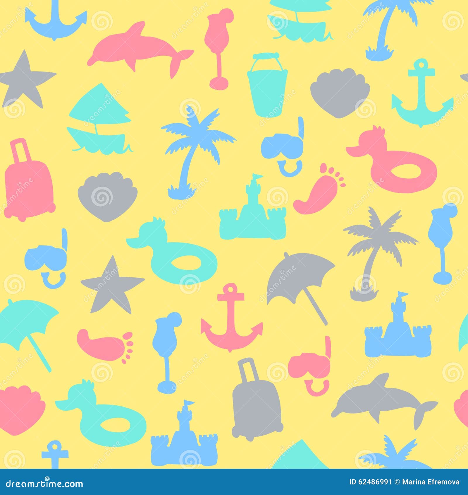 Vector Beach Pattern for Summer. Stock Vector - Illustration of orange ...