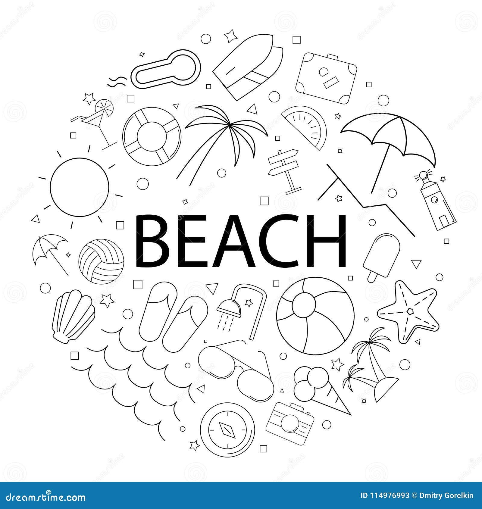 Vector Beach Pattern with Word. Beach Background Stock Vector ...
