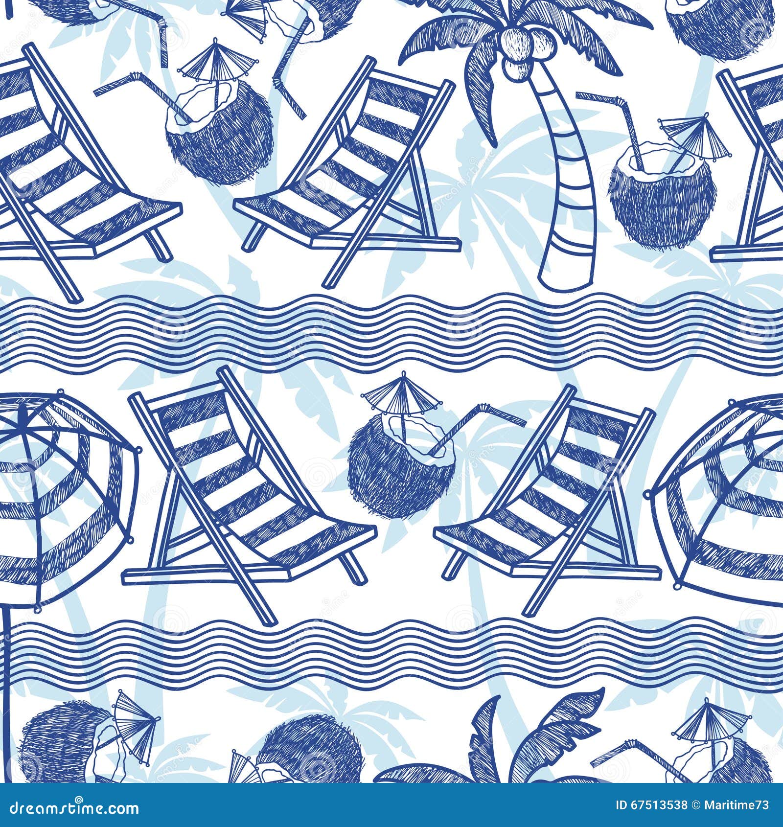 Vector Beach Seamless Pattern. Summer Background. Stock Illustration ...