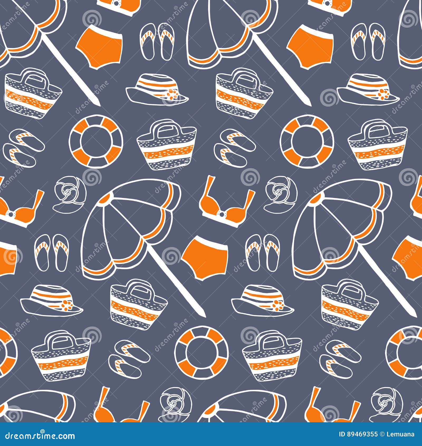 Vector Beach Summer Pattern in Vintage Style Stock Vector ...