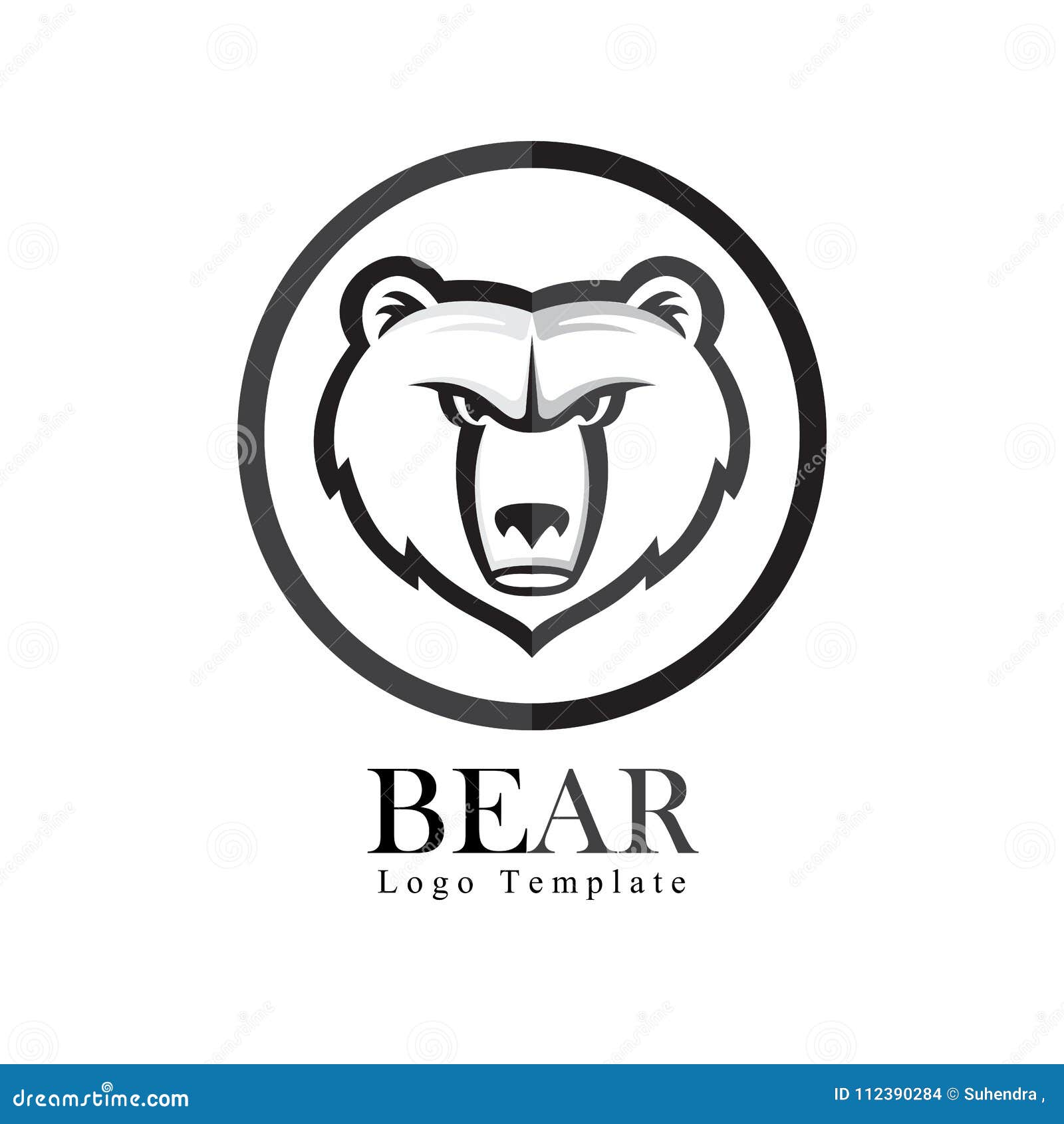 Vector Bear Logo with Circle Ornament Stock Illustration - Illustration ...