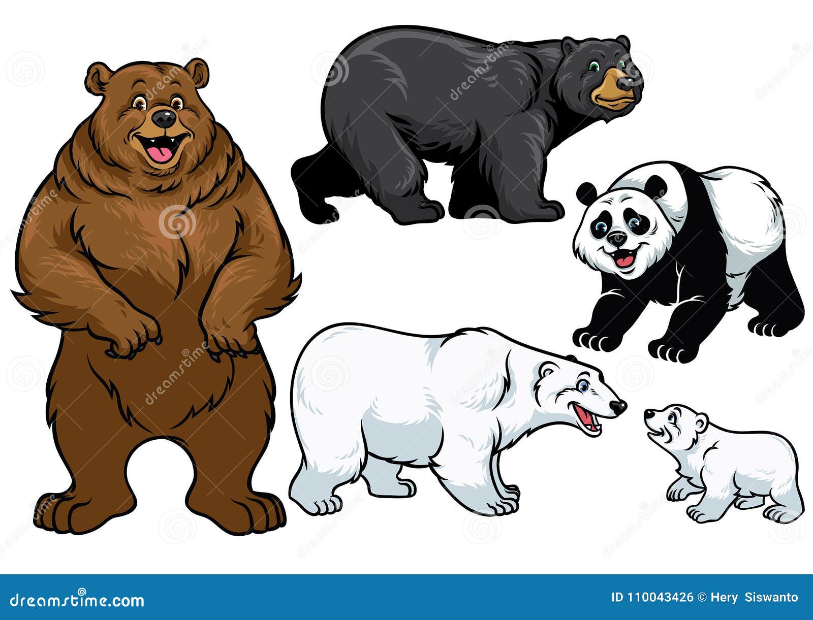 Bear set in cartoon style stock vector. Illustration of animal - 110043426