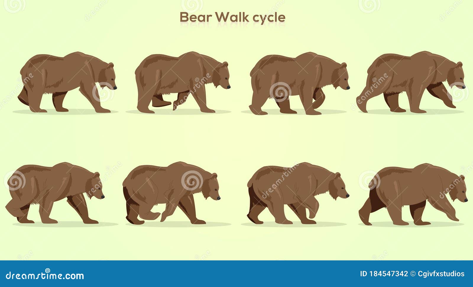 Vector Bear Walkcycle, Frame by Frame Animation for 2D Animation ...