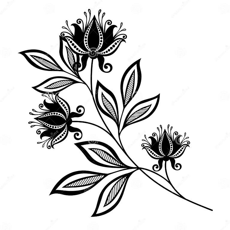 Vector Beautiful Abstract Black Flower Stock Vector - Illustration of ...