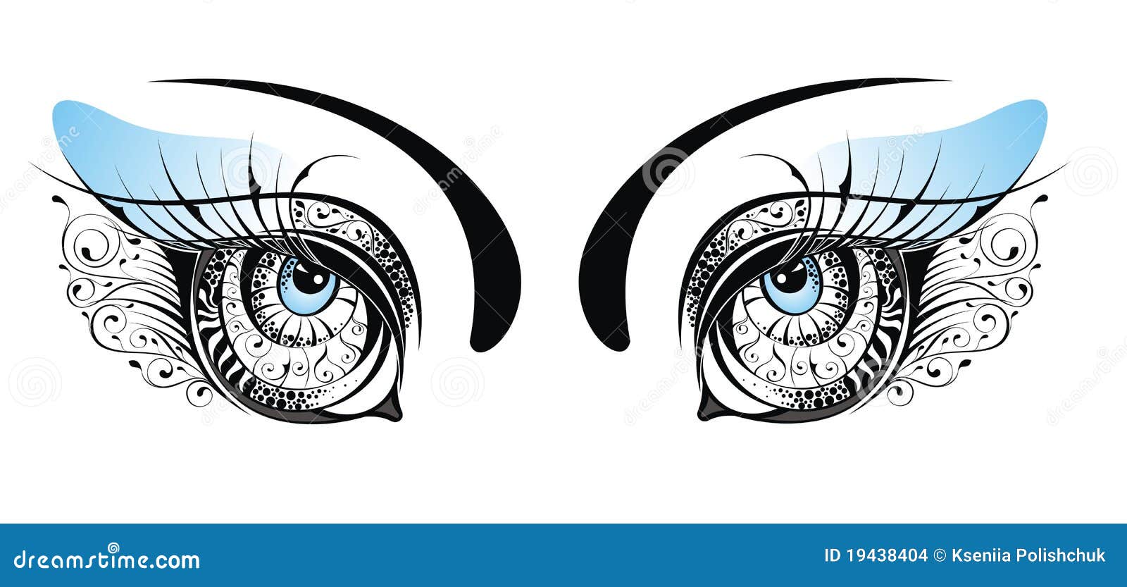 Vector Beautiful Blue Floral Eyes Stock Vector - Illustration of ...