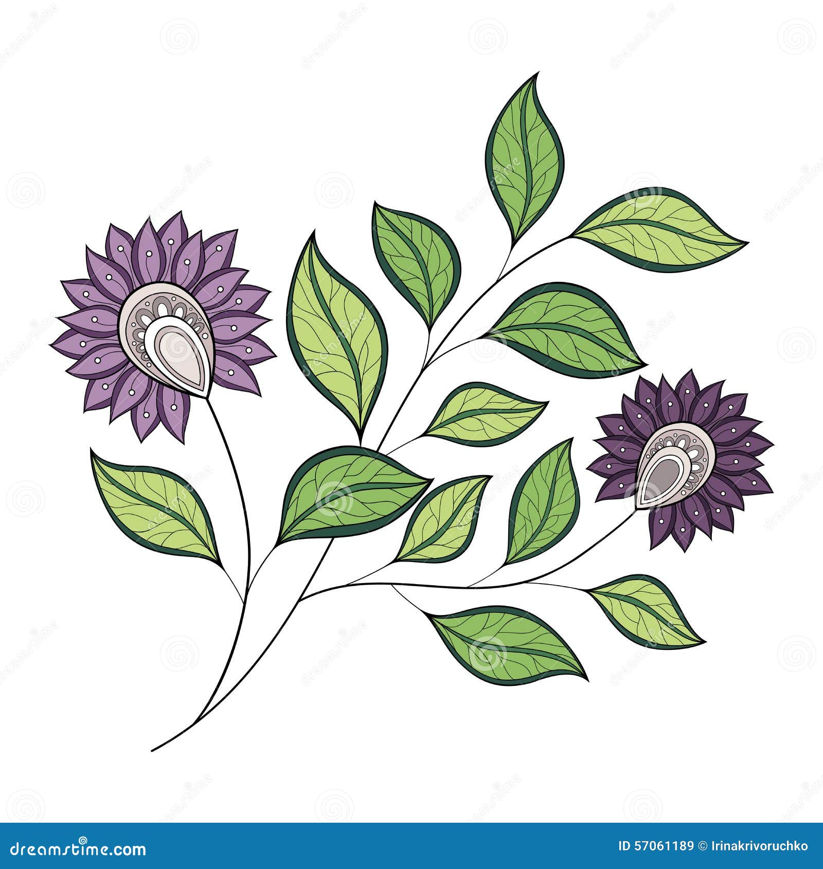 Vector Beautiful Colored Contour Flower Stock Vector - Illustration of ...