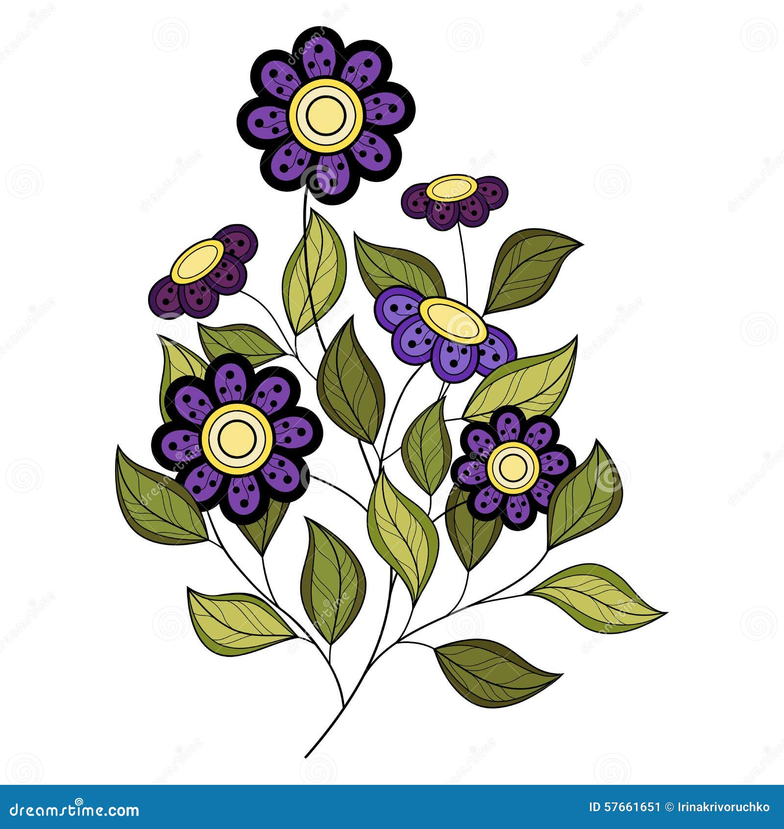 Vector Beautiful Colored Contour Flower Stock Vector - Illustration of ...