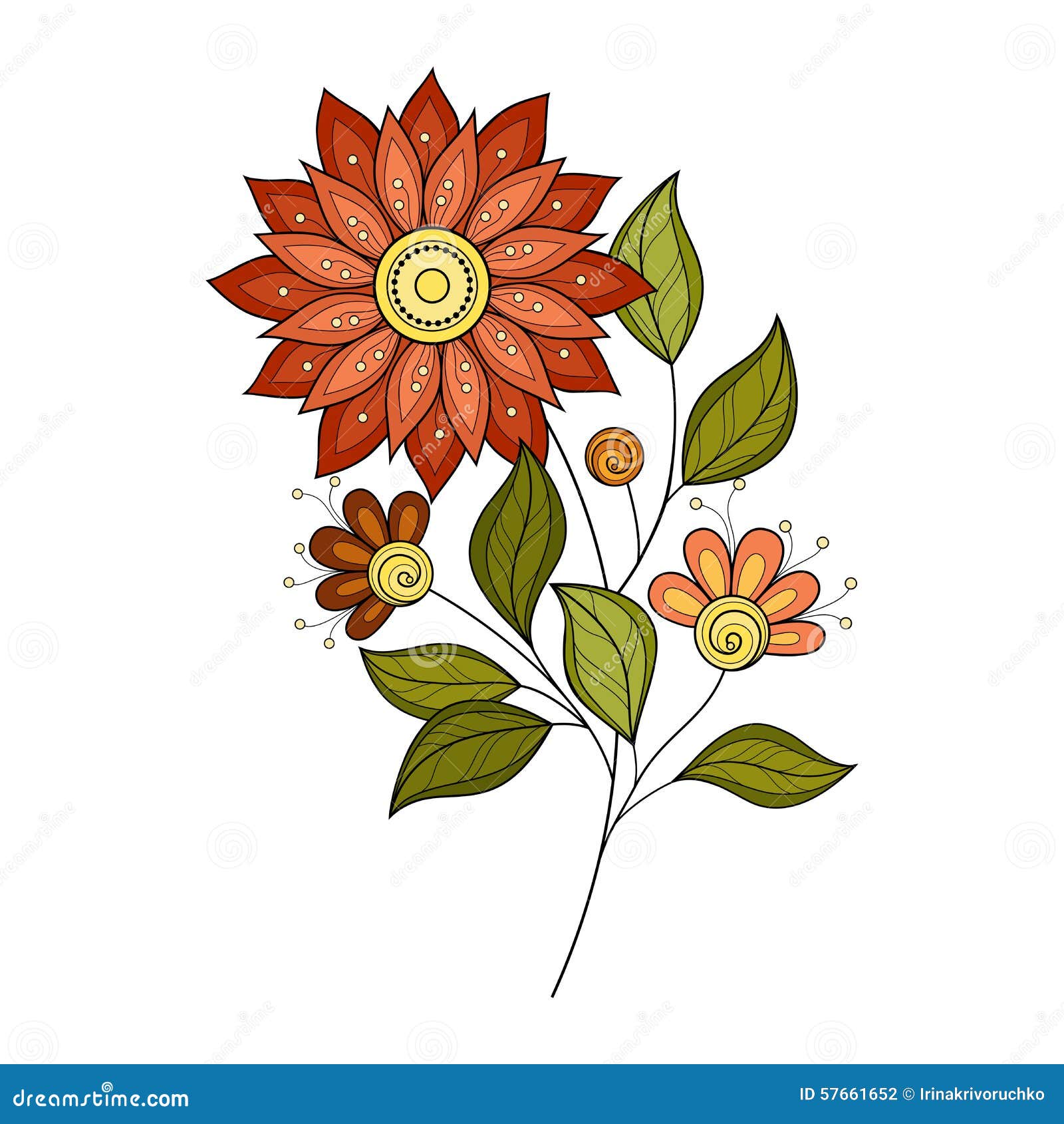 Vector Beautiful Colored Contour Flower Stock Vector - Illustration of ...