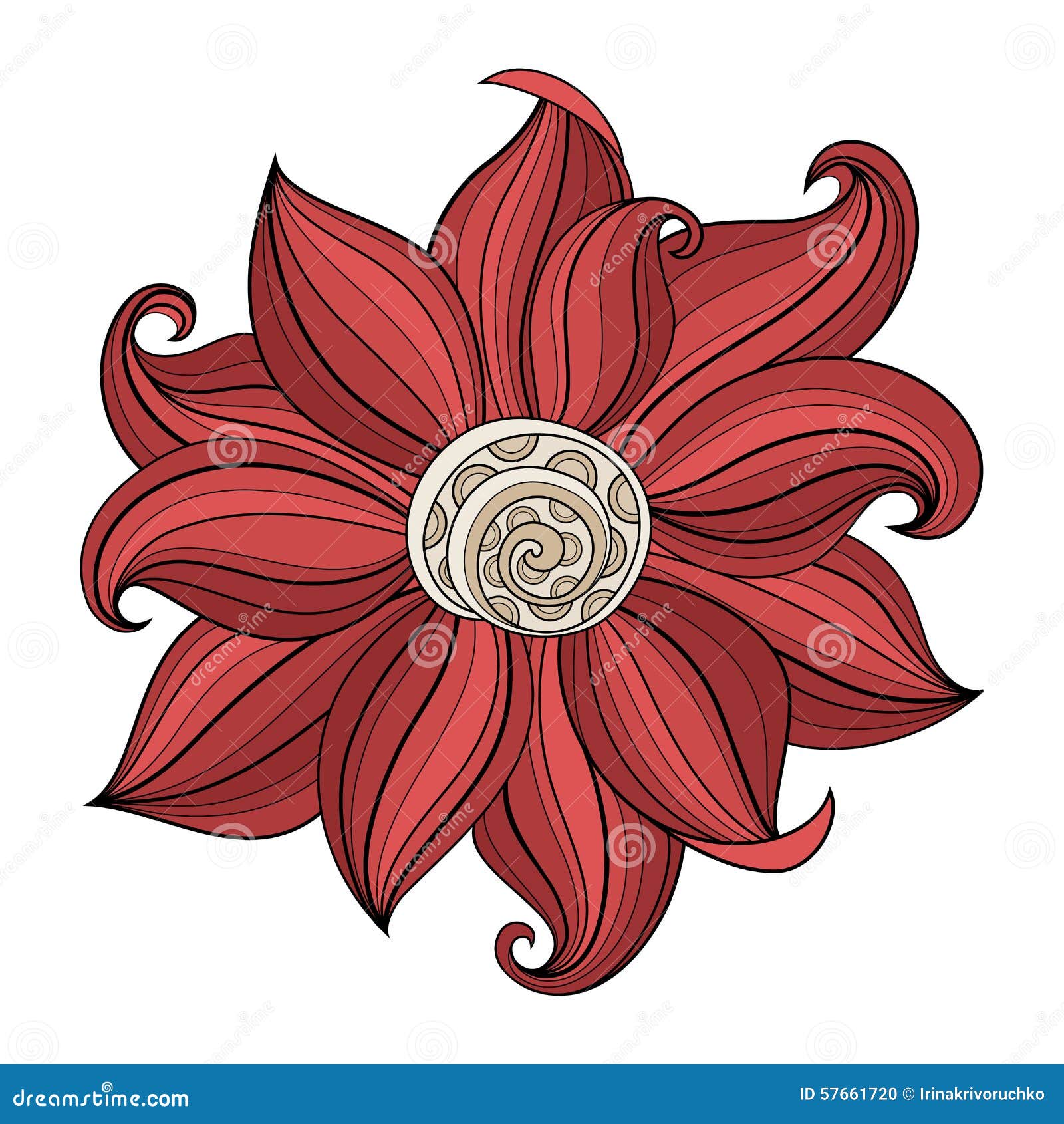 Vector Beautiful Colored Contour Flower Stock Vector - Illustration of ...