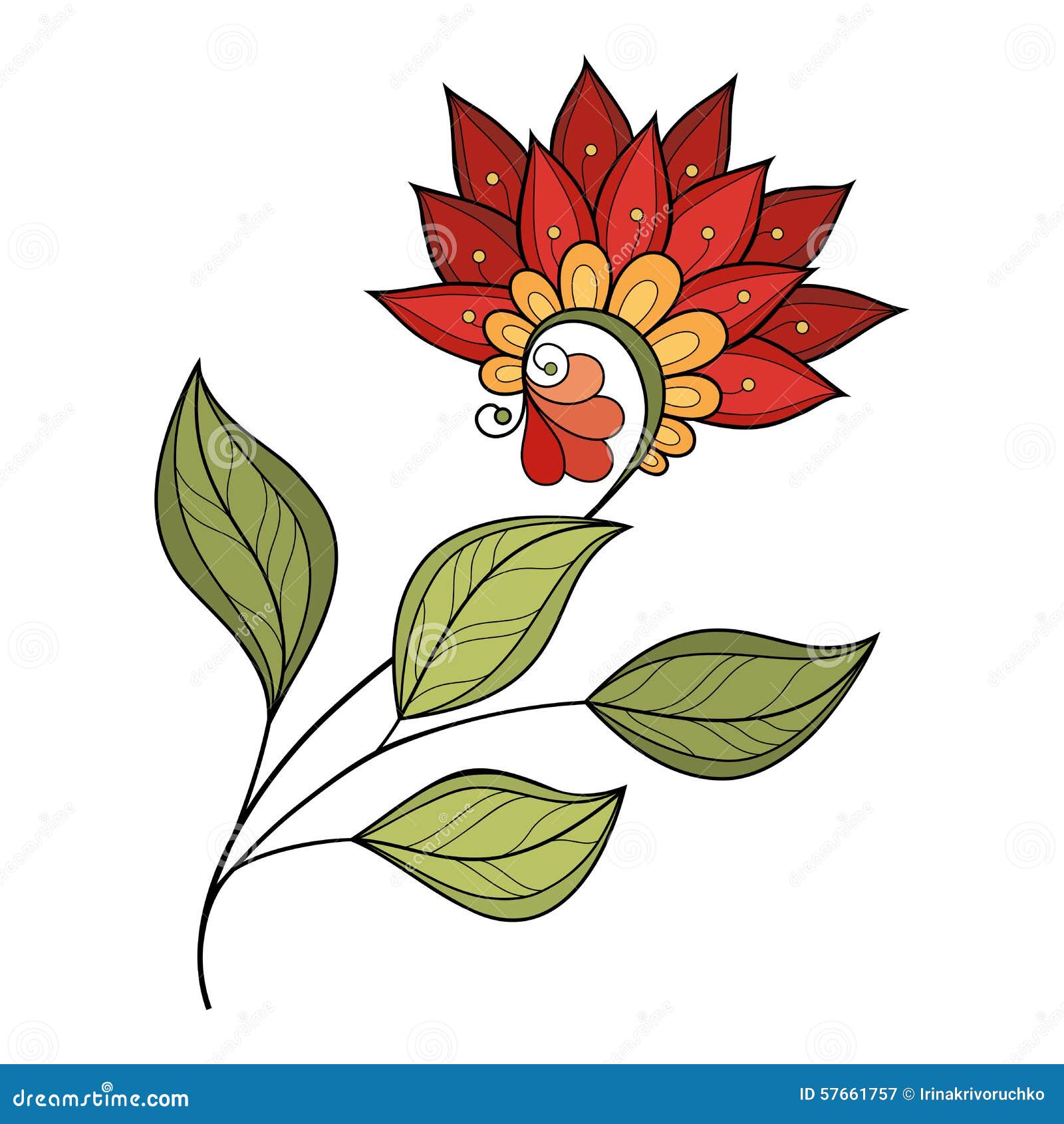 Vector Beautiful Colored Contour Flower Stock Vector - Illustration of ...