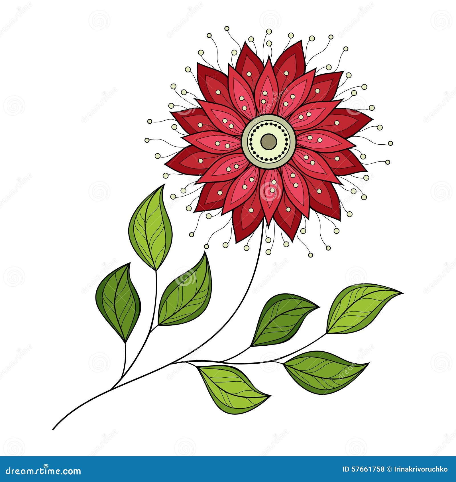 Vector Beautiful Colored Contour Flower Stock Vector - Illustration of ...