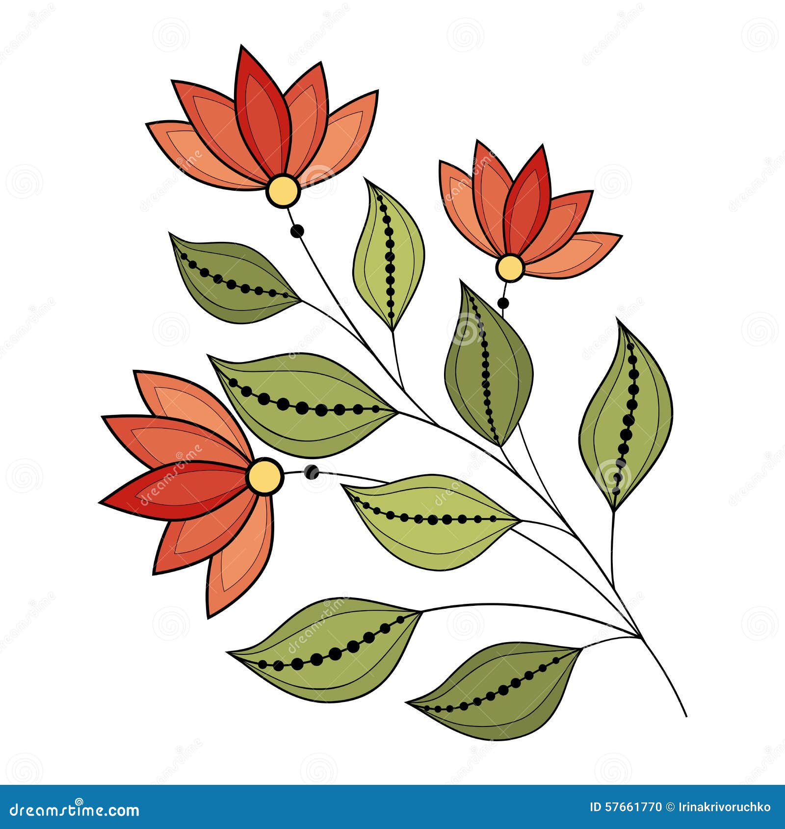 Vector Beautiful Colored Contour Flower Stock Vector - Illustration of ...