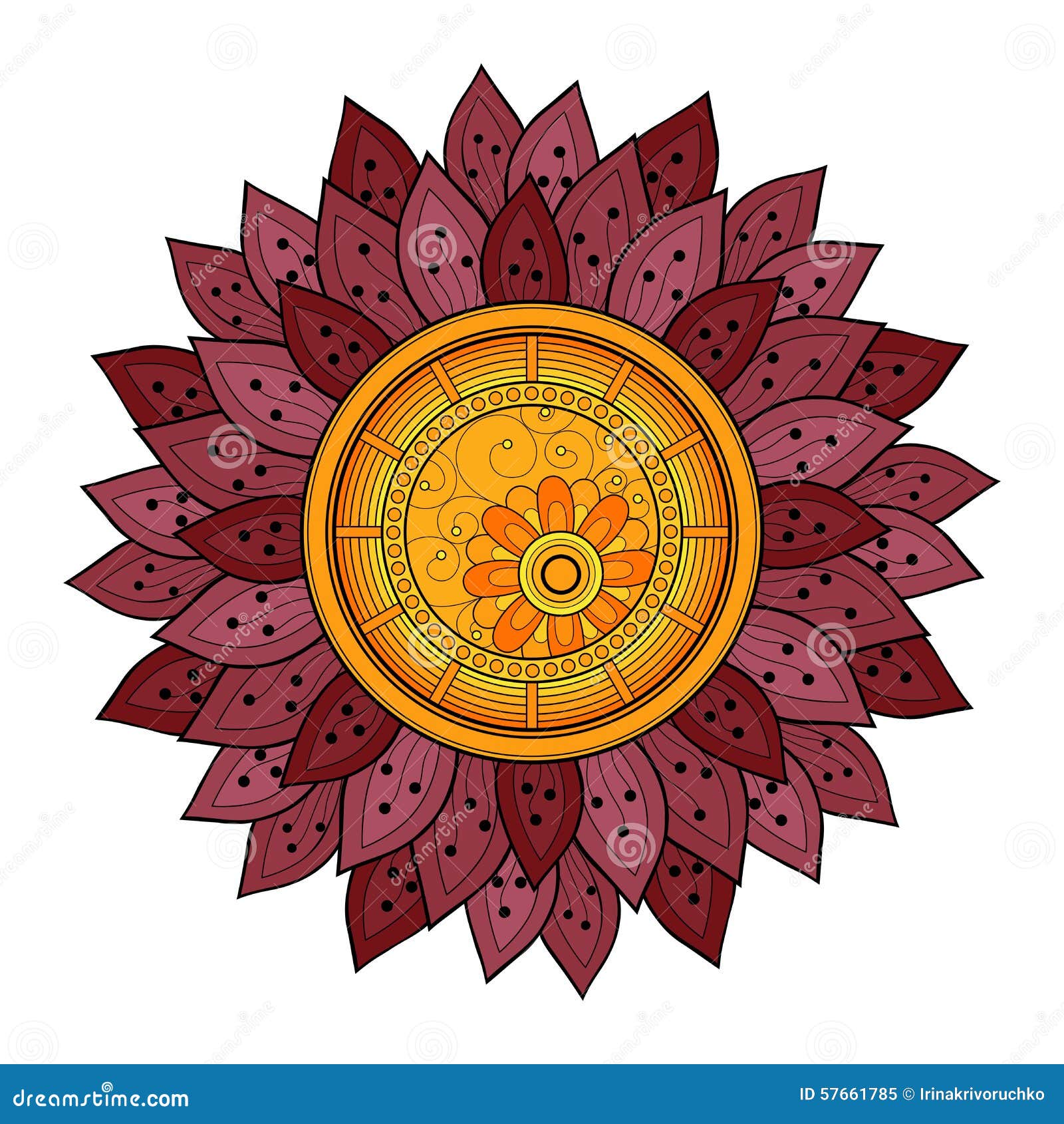 Vector Beautiful Colored Contour Flower Stock Vector - Illustration of ...