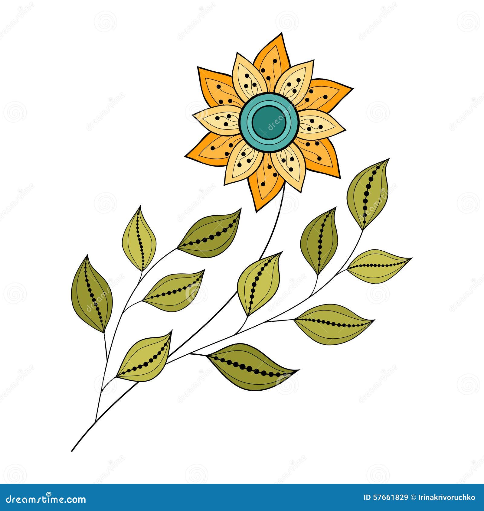 Vector Beautiful Colored Contour Flower Stock Vector - Illustration of ...