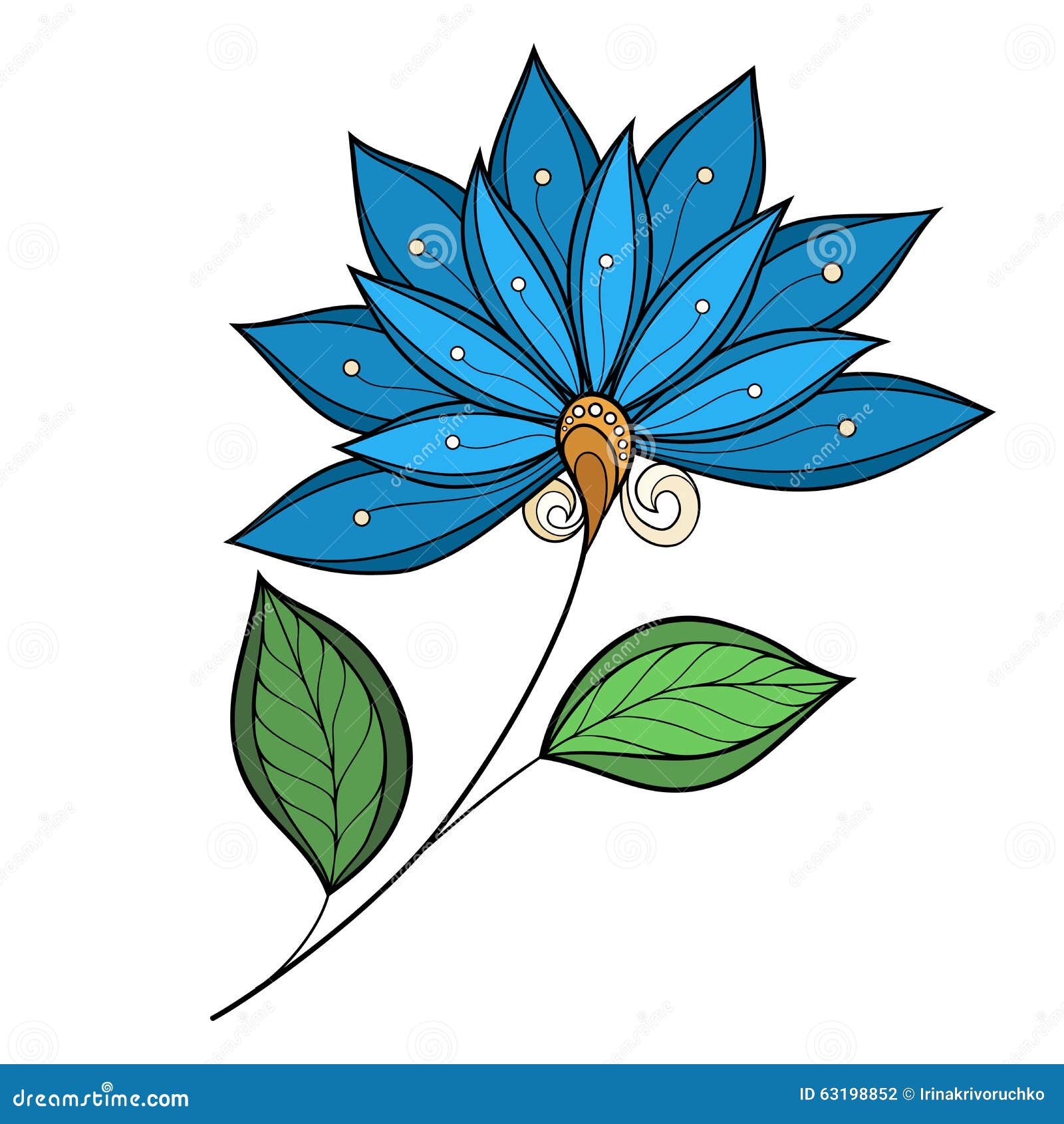 Vector Beautiful Colored Contour Flower Stock Vector - Illustration of ...