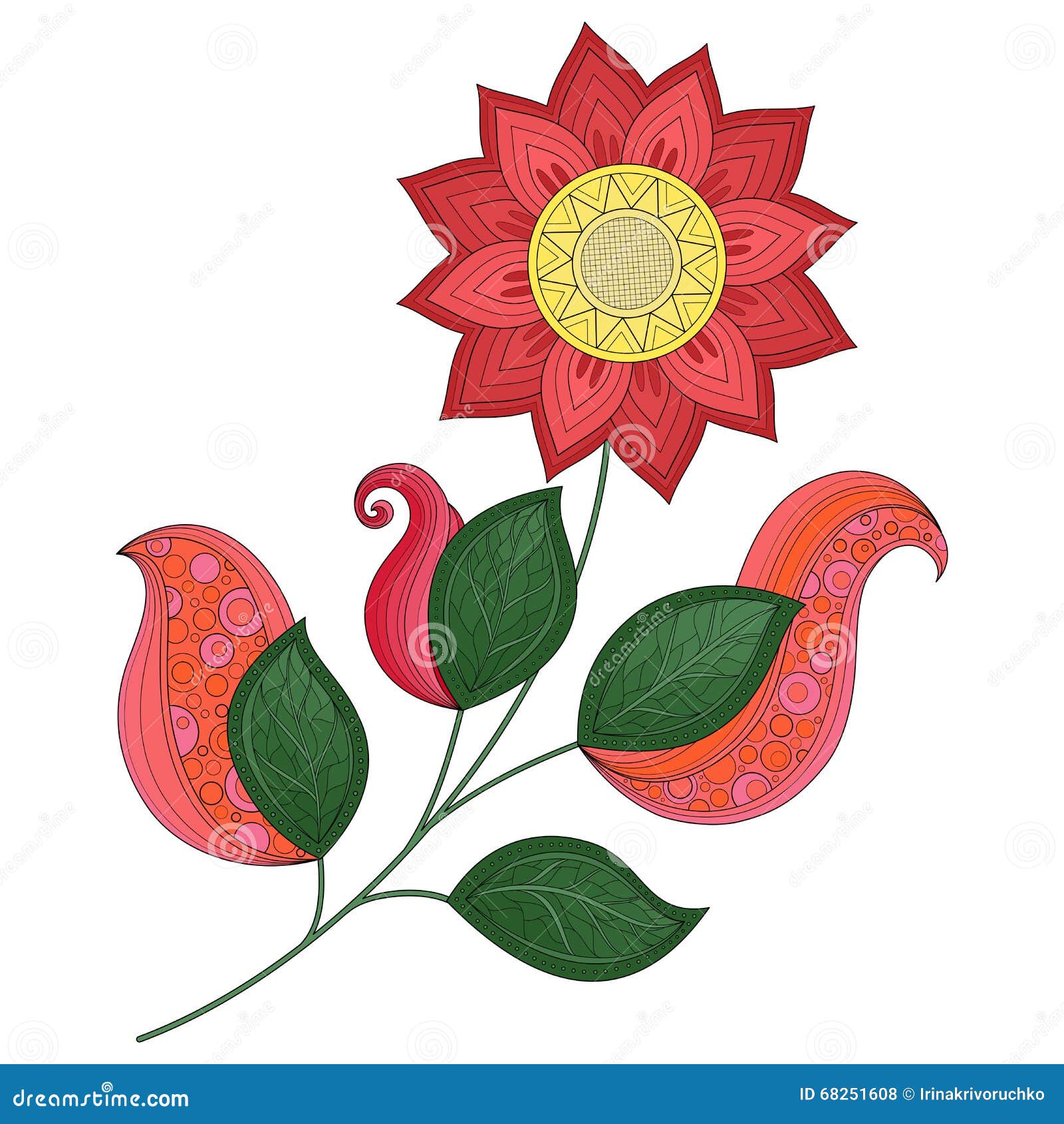 Vector Beautiful Colored Contour Flower Stock Vector - Illustration of ...