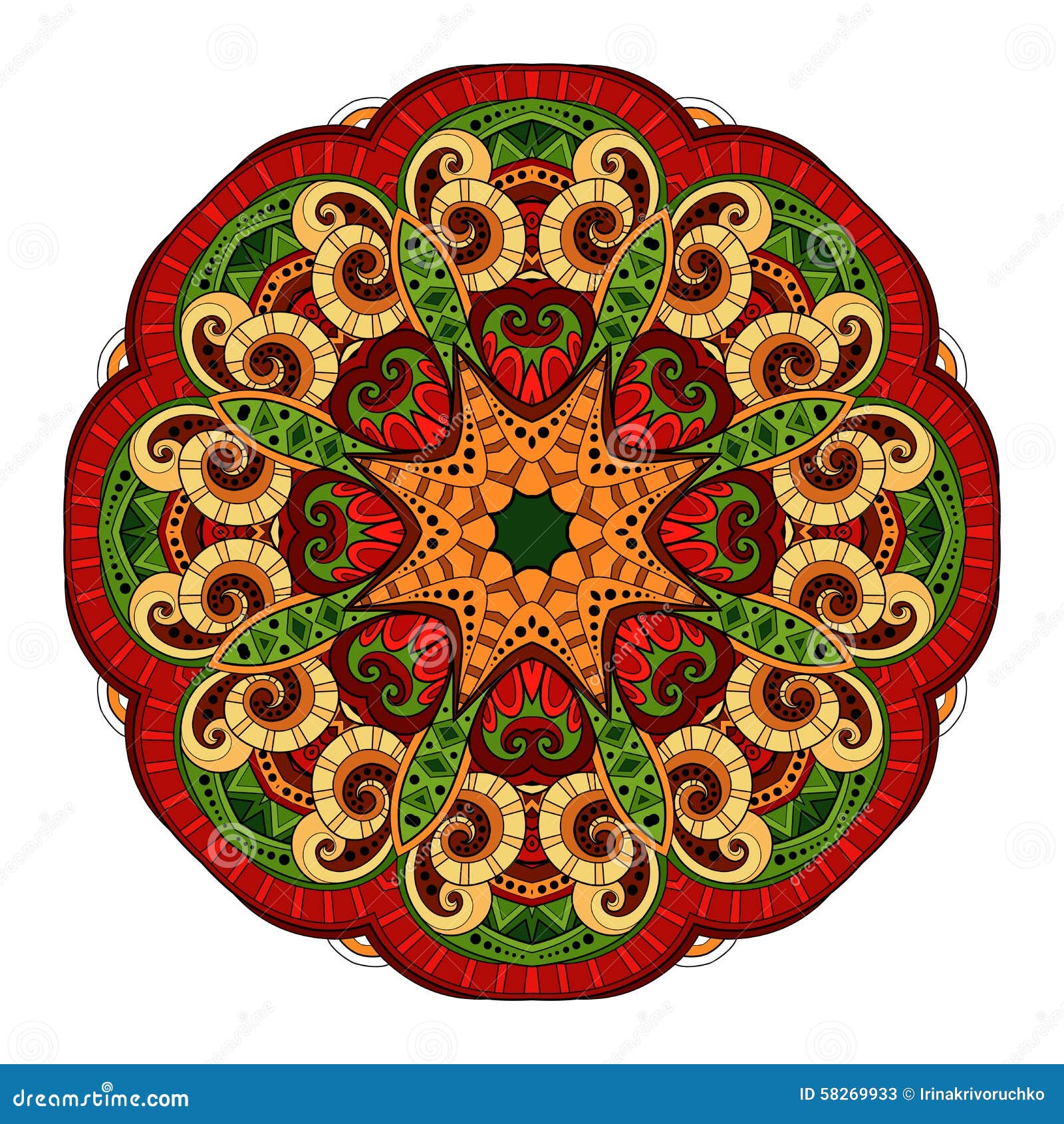 Vector Beautiful Deco Colored Contour Mandala Stock Vector ...