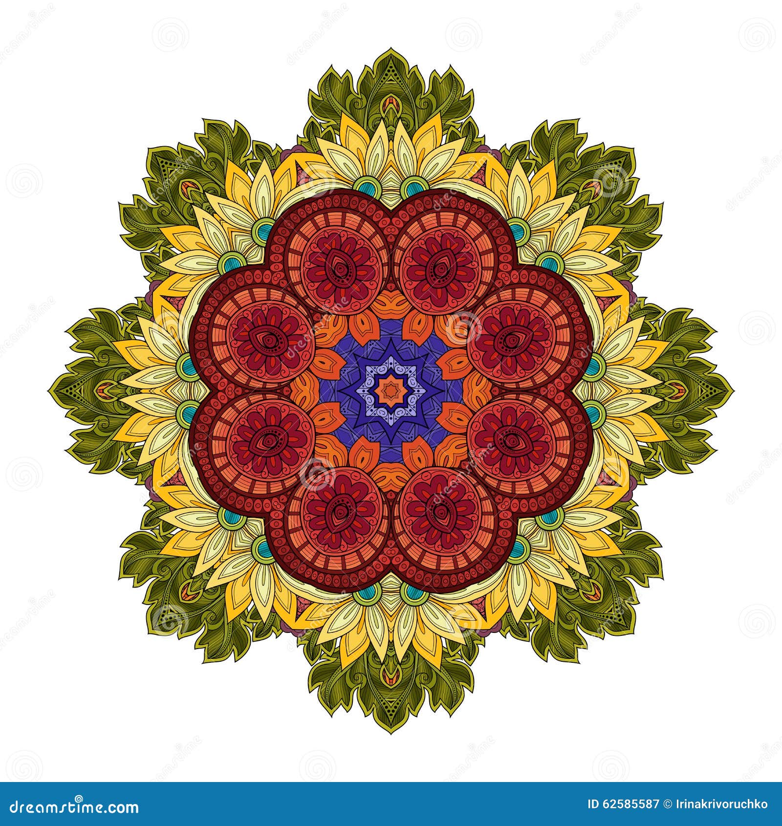 Vector Beautiful Deco Colored Contour Mandala Stock Vector ...