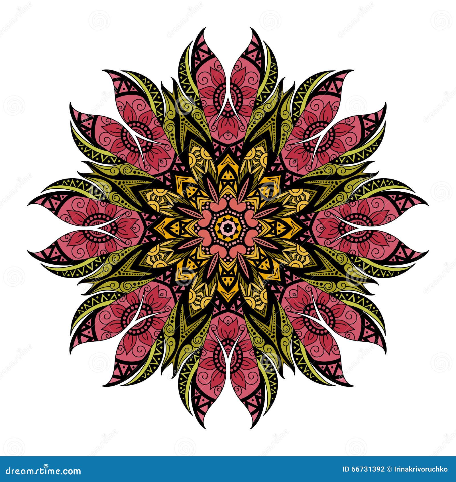 Vector Beautiful Deco Colored Contour Mandala Stock Vector ...