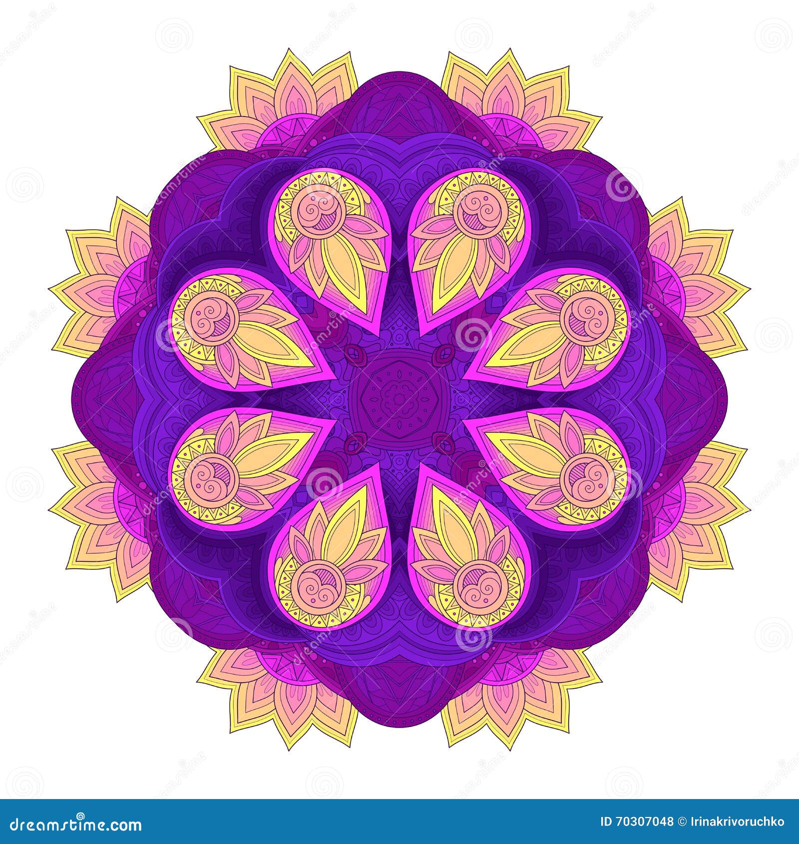 Vector Beautiful Deco Colored Contour Mandala Stock Vector ...