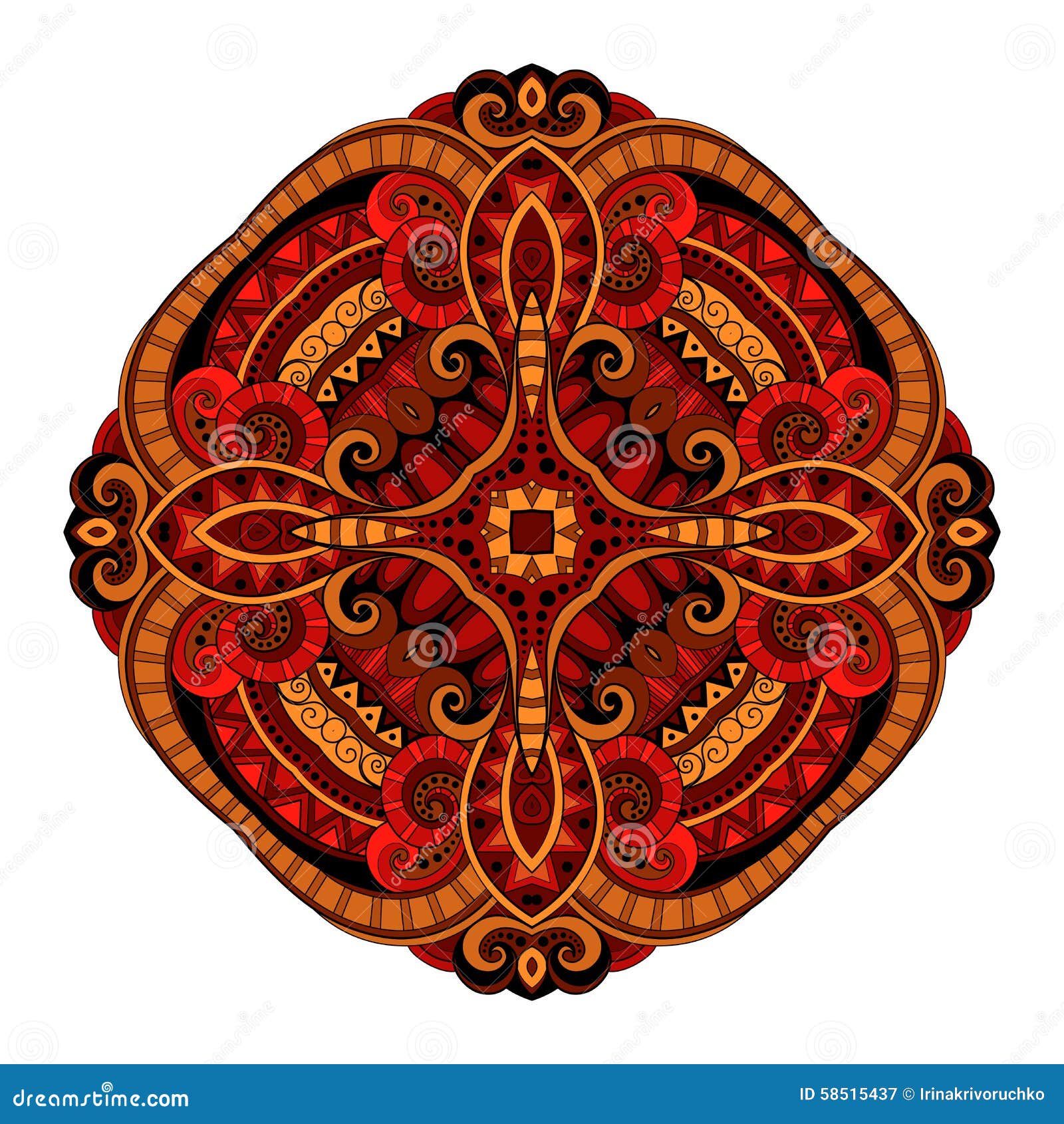 Vector Beautiful Deco Colored Contour Square Stock Vector ...