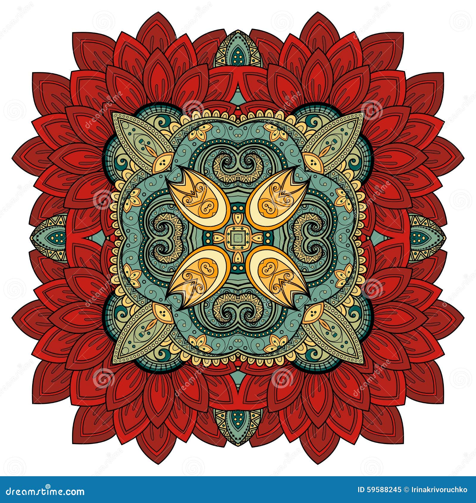 Vector Beautiful Deco Colored Contour Square Stock Vector ...