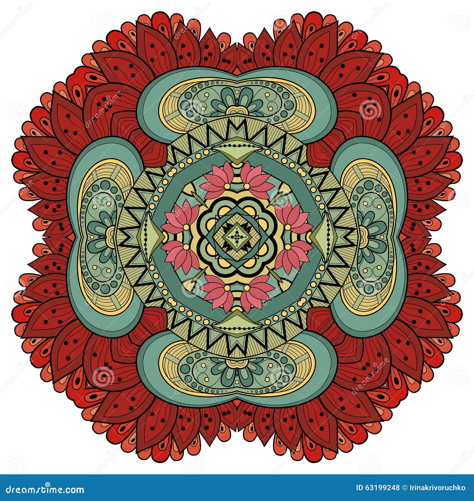 Vector Beautiful Deco Colored Contour Square Stock Vector ...