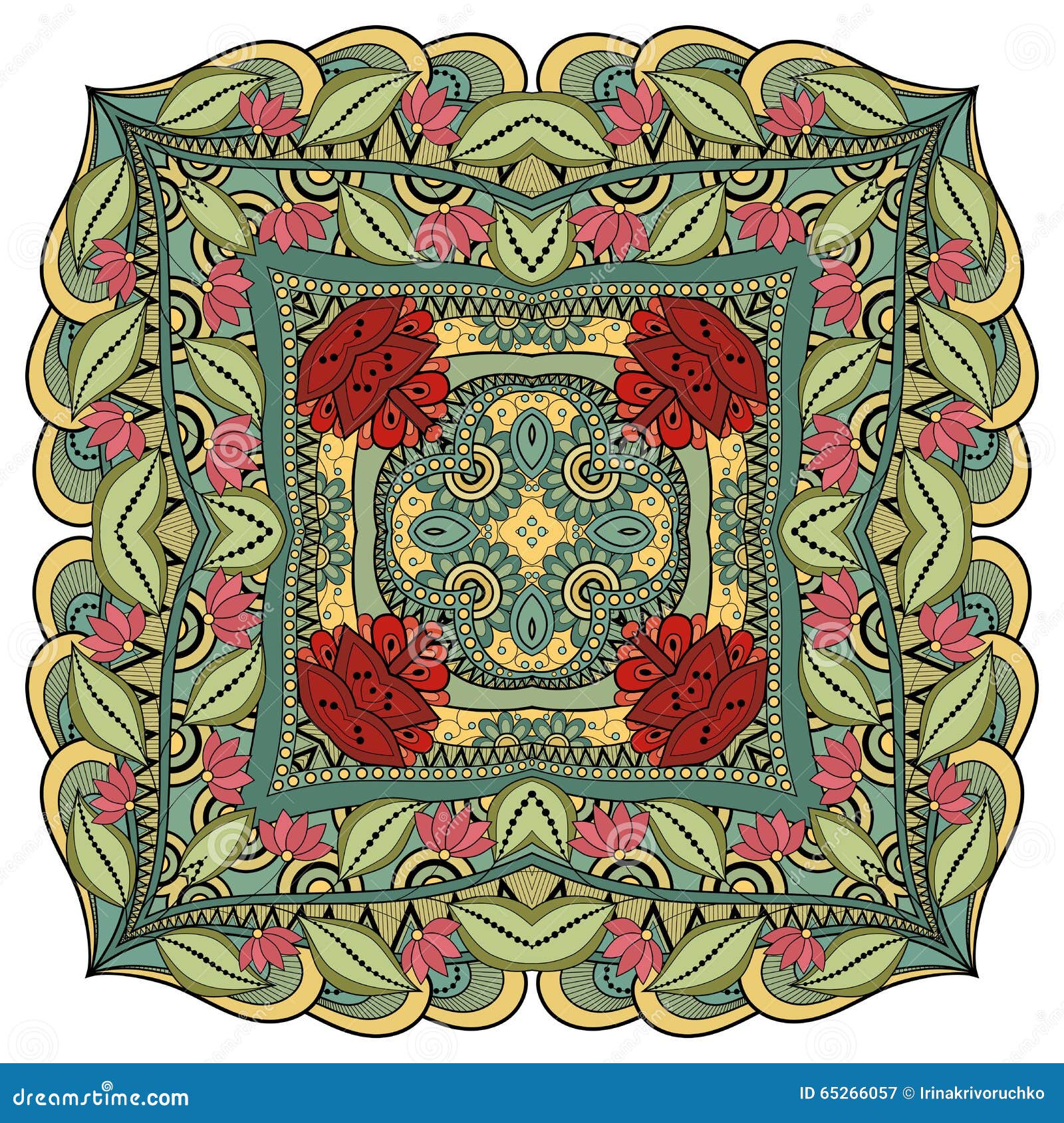 Vector Beautiful Deco Colored Contour Square Stock Vector ...