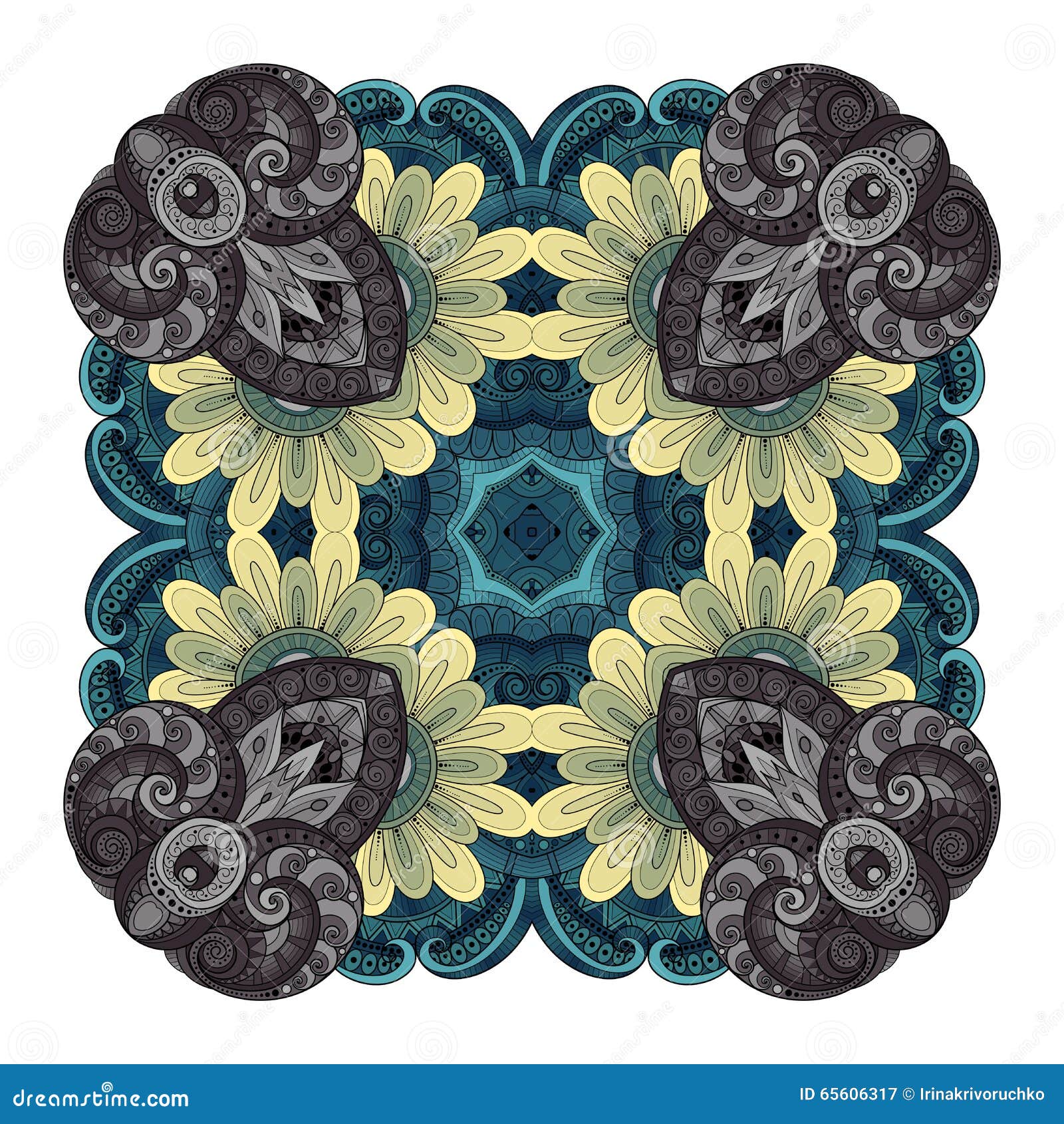 Vector Beautiful Deco Colored Contour Square Stock Vector ...