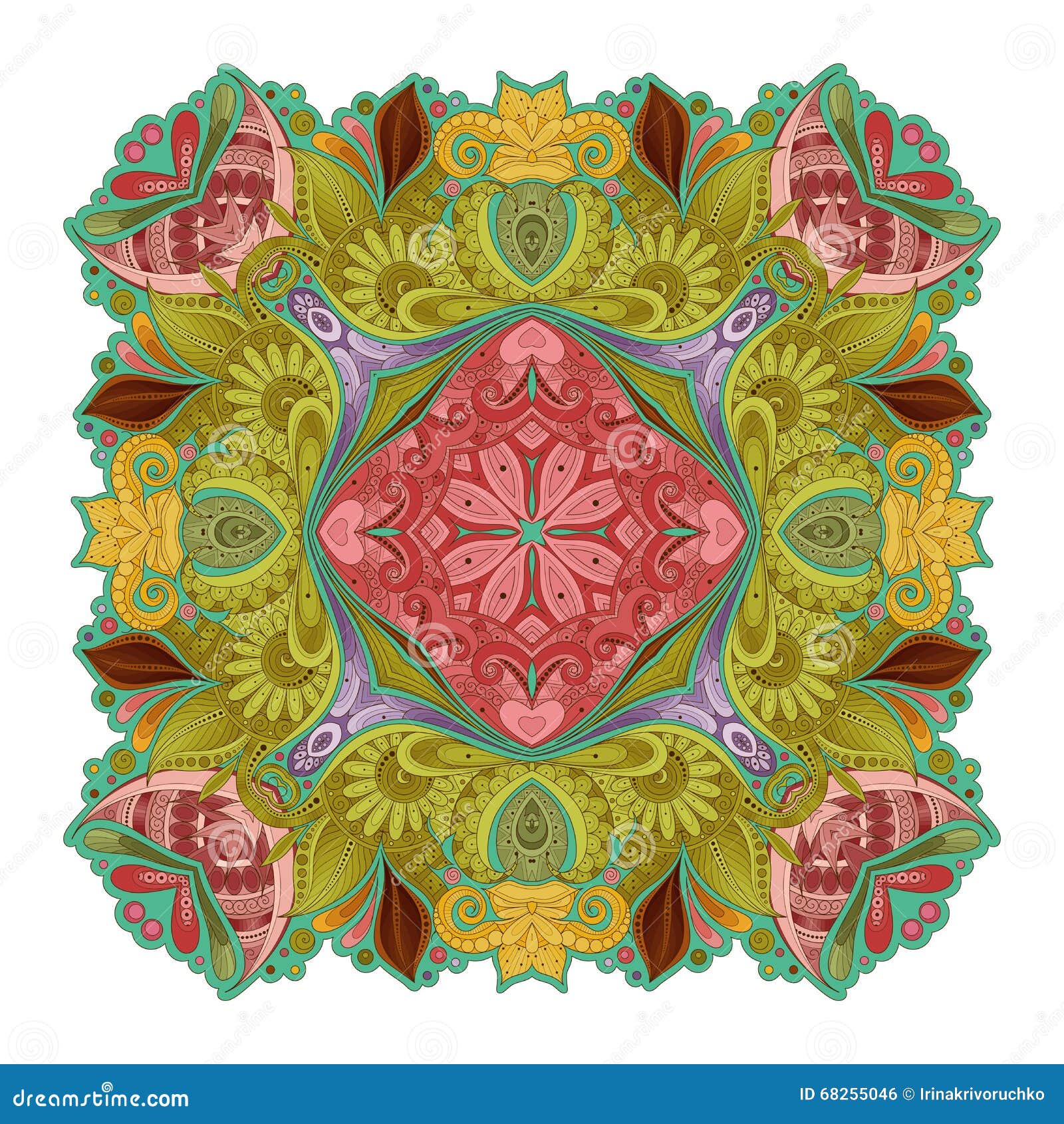 Vector Beautiful Deco Colored Contour Square Stock Vector ...