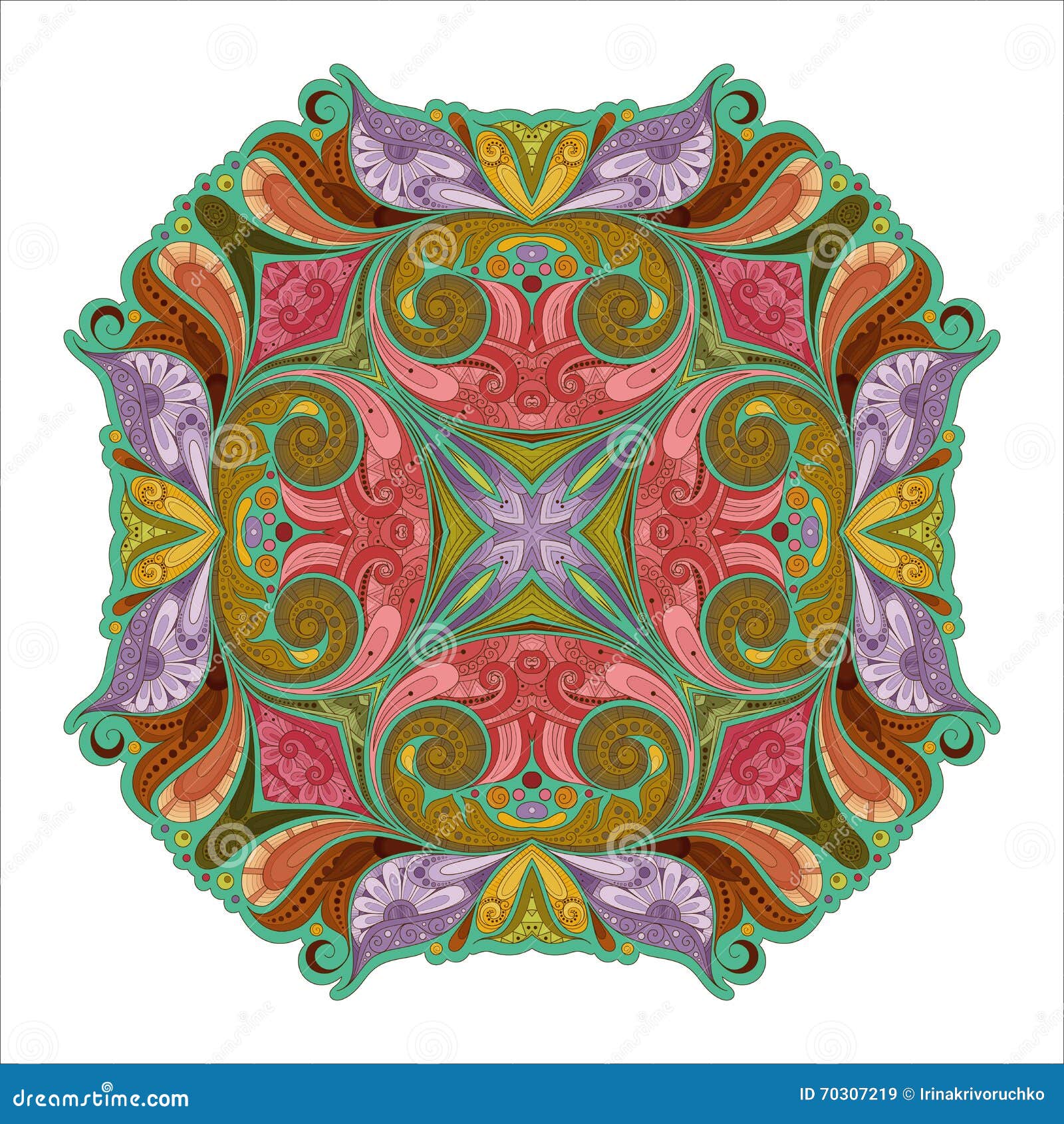 Vector Beautiful Deco Colored Contour Square Stock Vector ...
