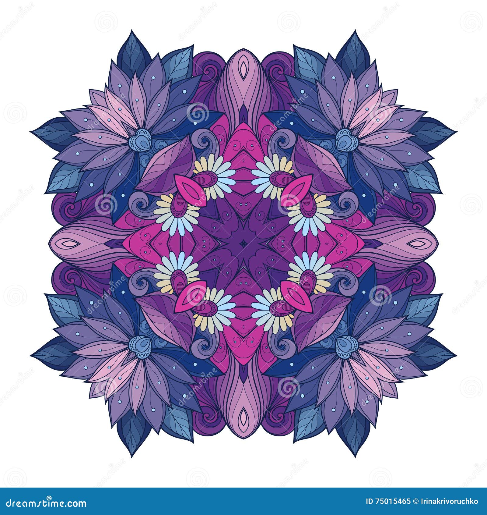 Vector Beautiful Deco Colored Contour Square Stock Vector ...