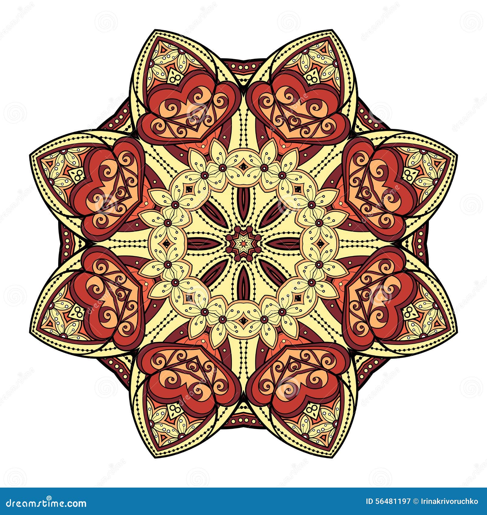 Colored Mandala With Leaves And Flower - Mandala Nature Color Cartoon ...