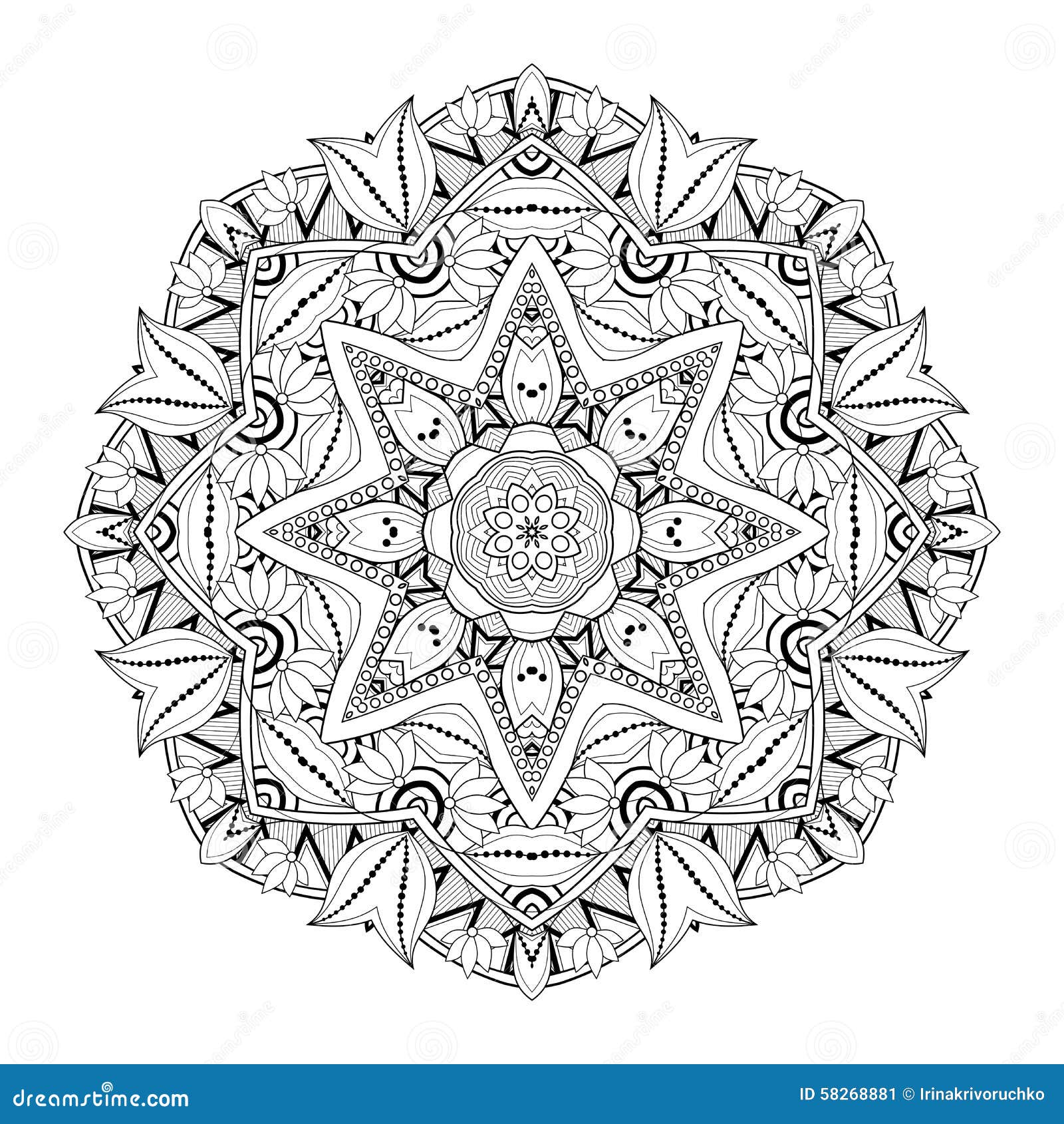 Vector Beautiful Deco Monochrome Contour Mandala Stock Vector ...
